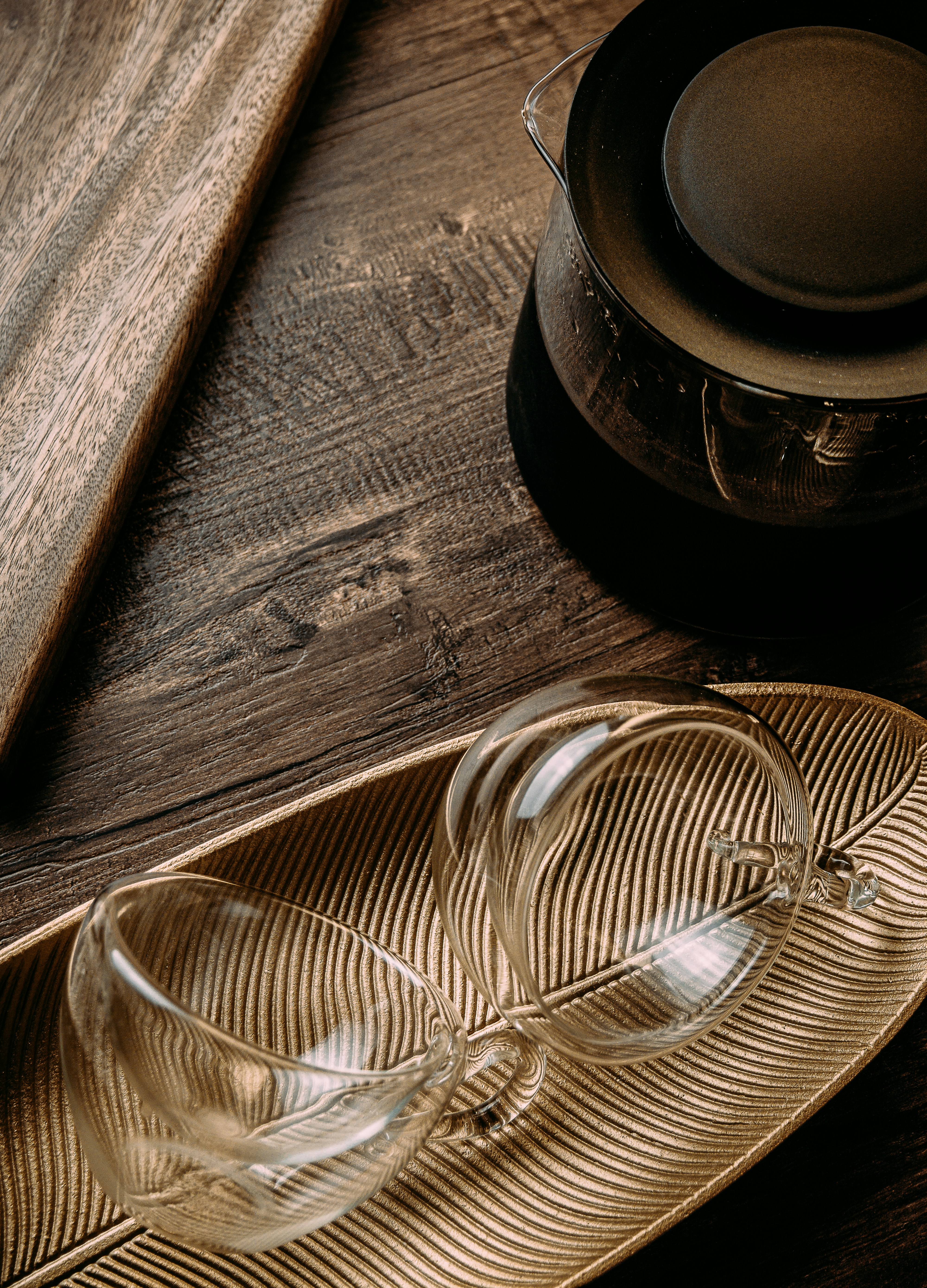 Glass and Grain: A Quiet Studio Still Life on Weathered Wood