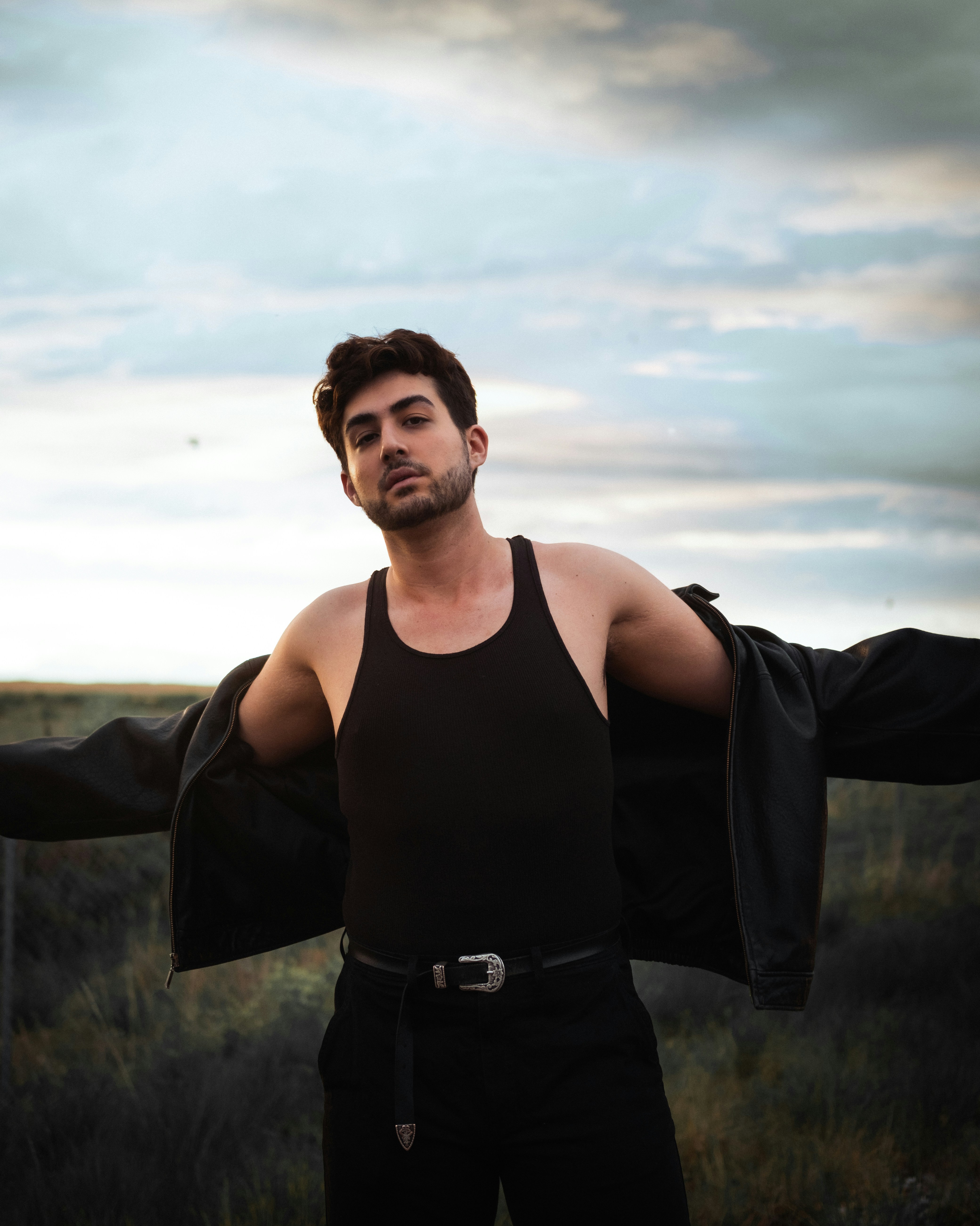 Open-Sky Gaze: A Bold Portrait in a Wind-Tossed Field