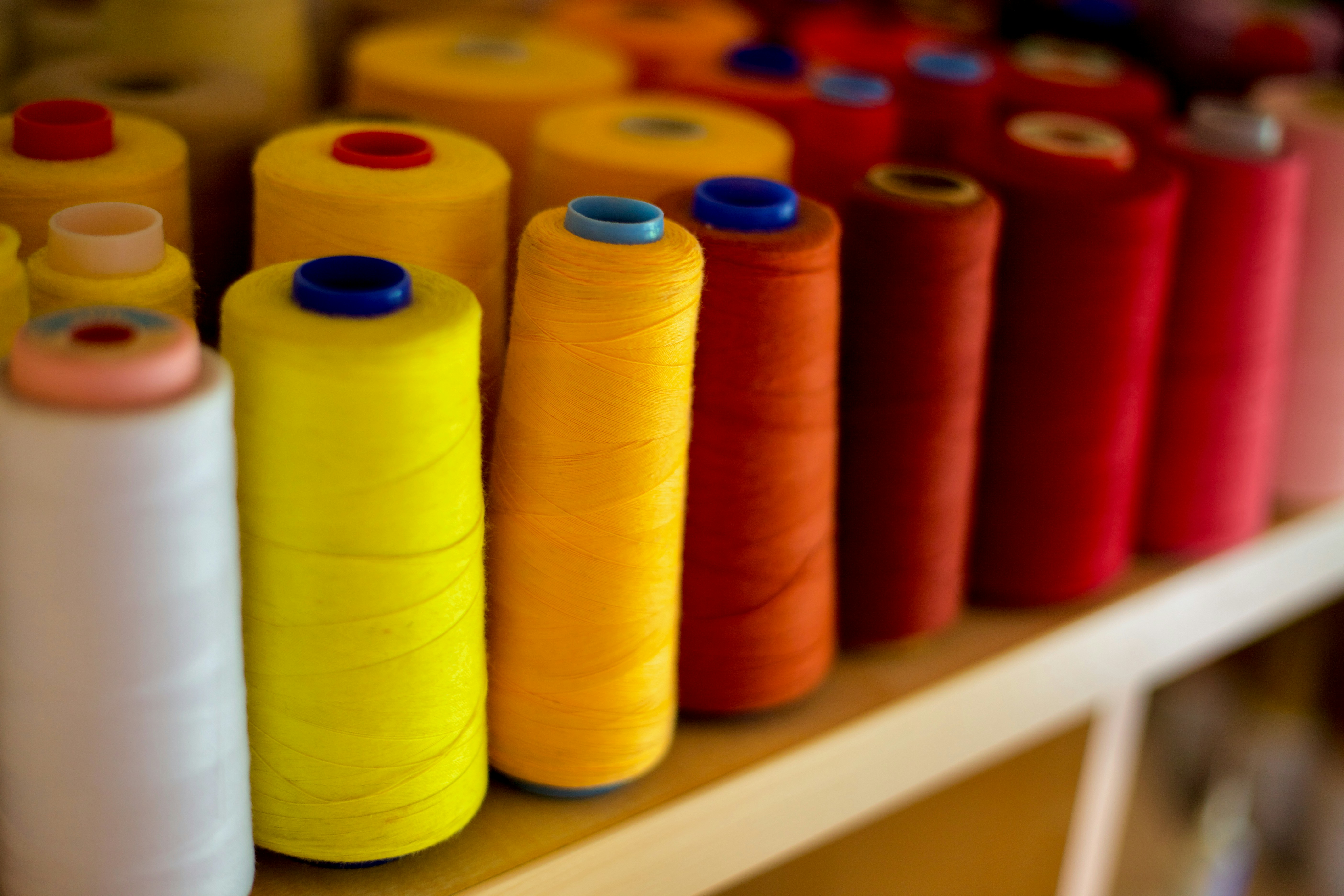Red blue yellow and orange rolled thread photo – Free Work Image on ...