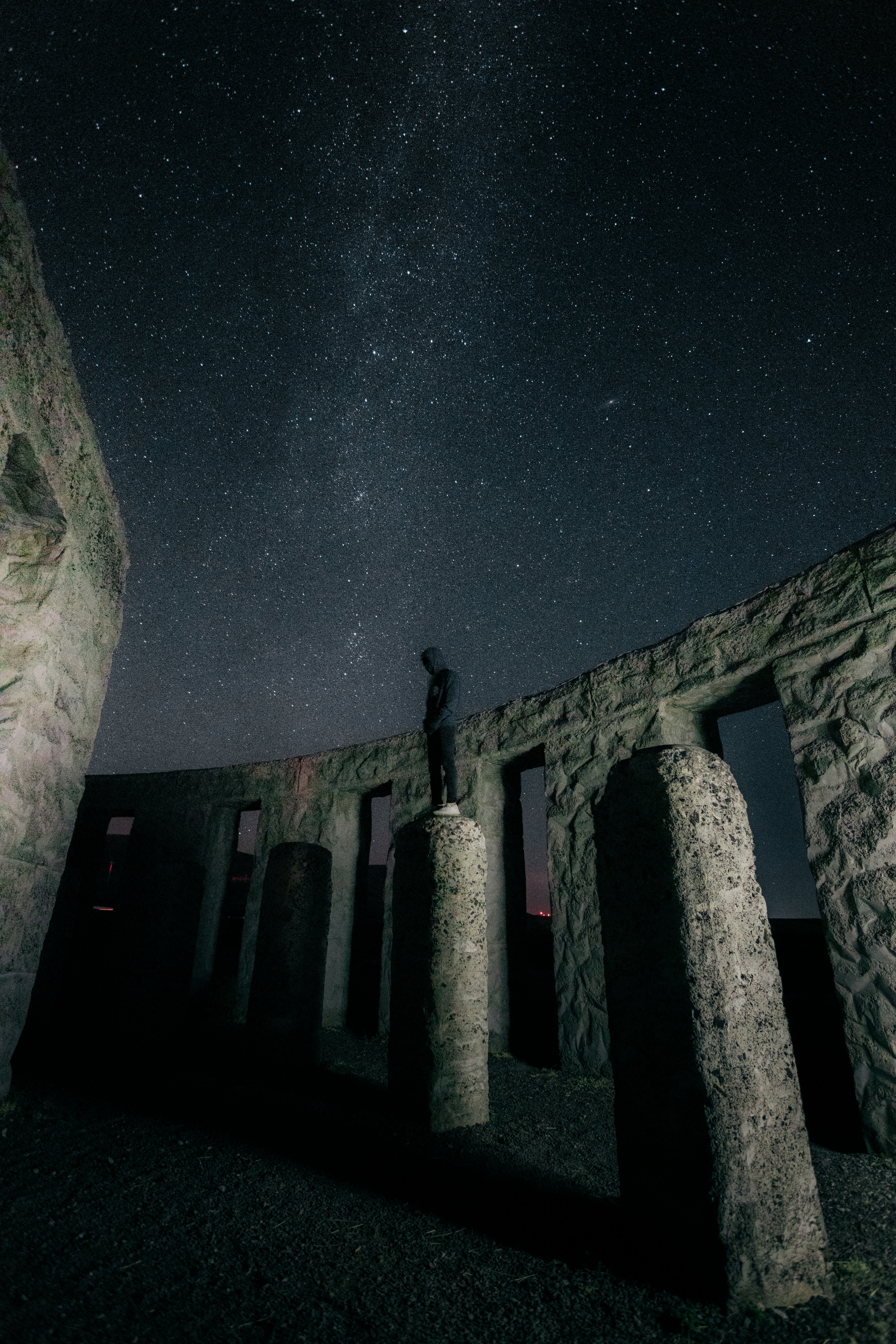 Celestial Ring: Night Sky Over Ancient Pillars