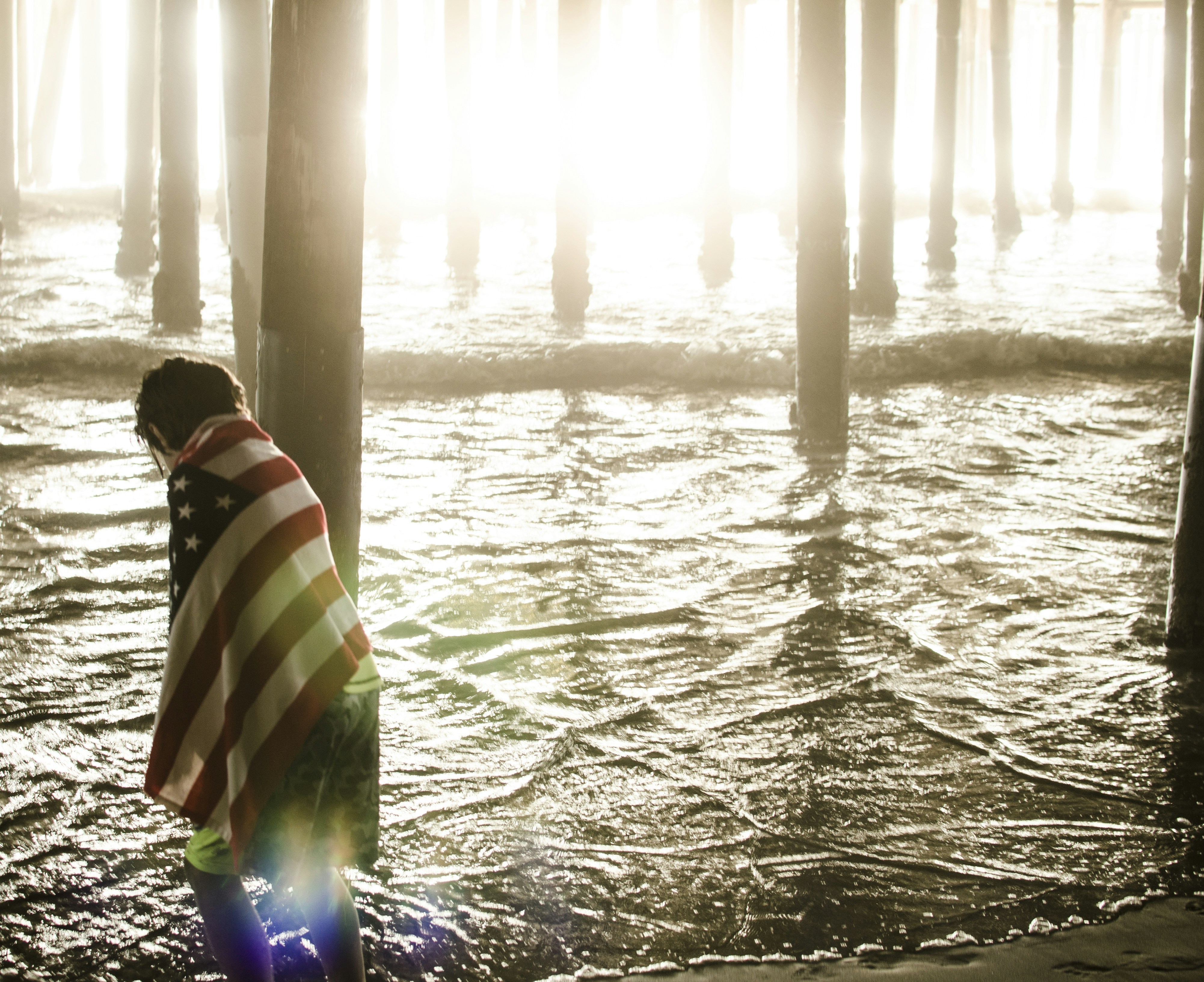 Wrapped in an American Breeze Beneath the Pier