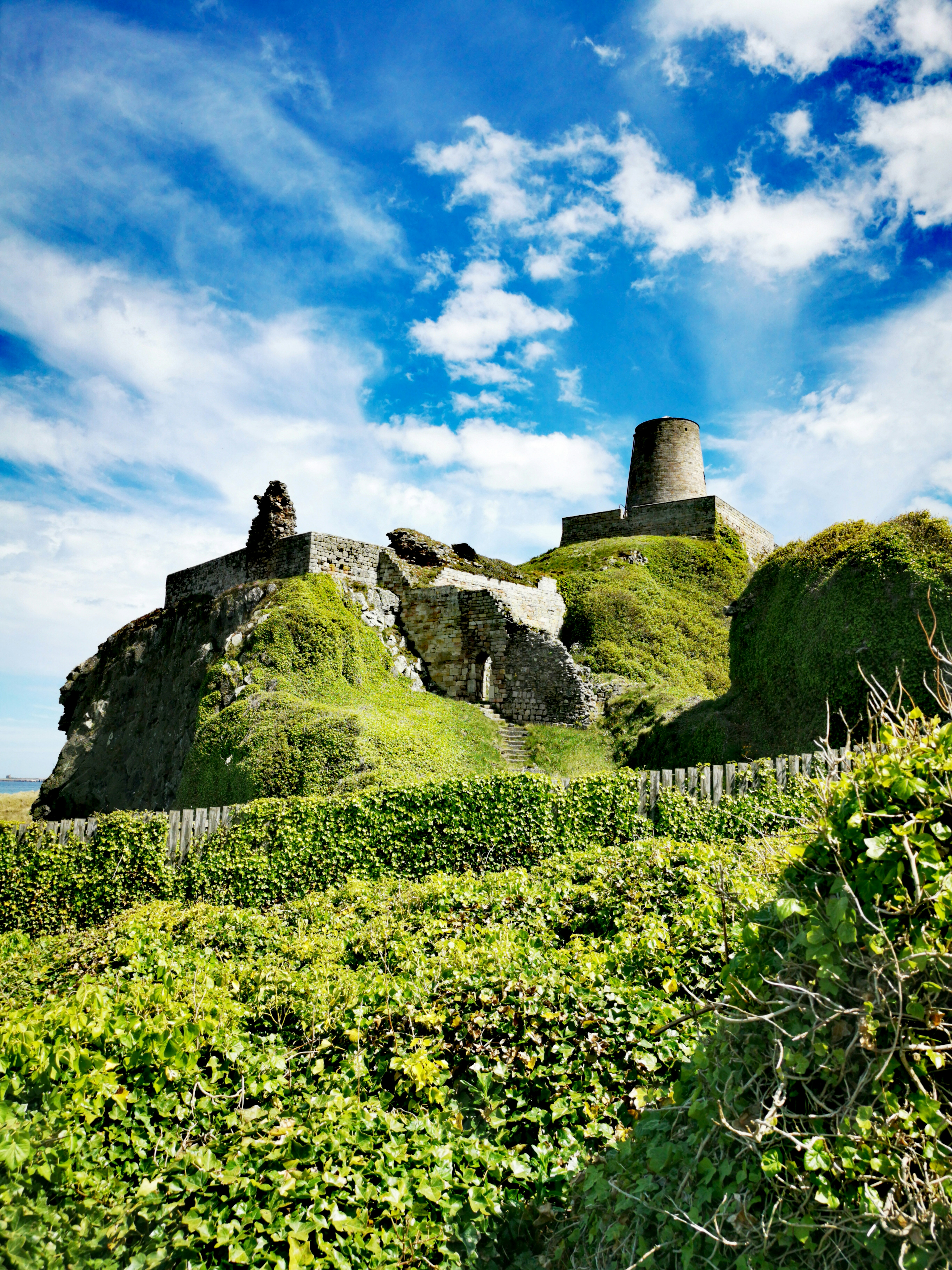 A grassy hill with a castle on top of it photo – Free Bamburgh Image on ...