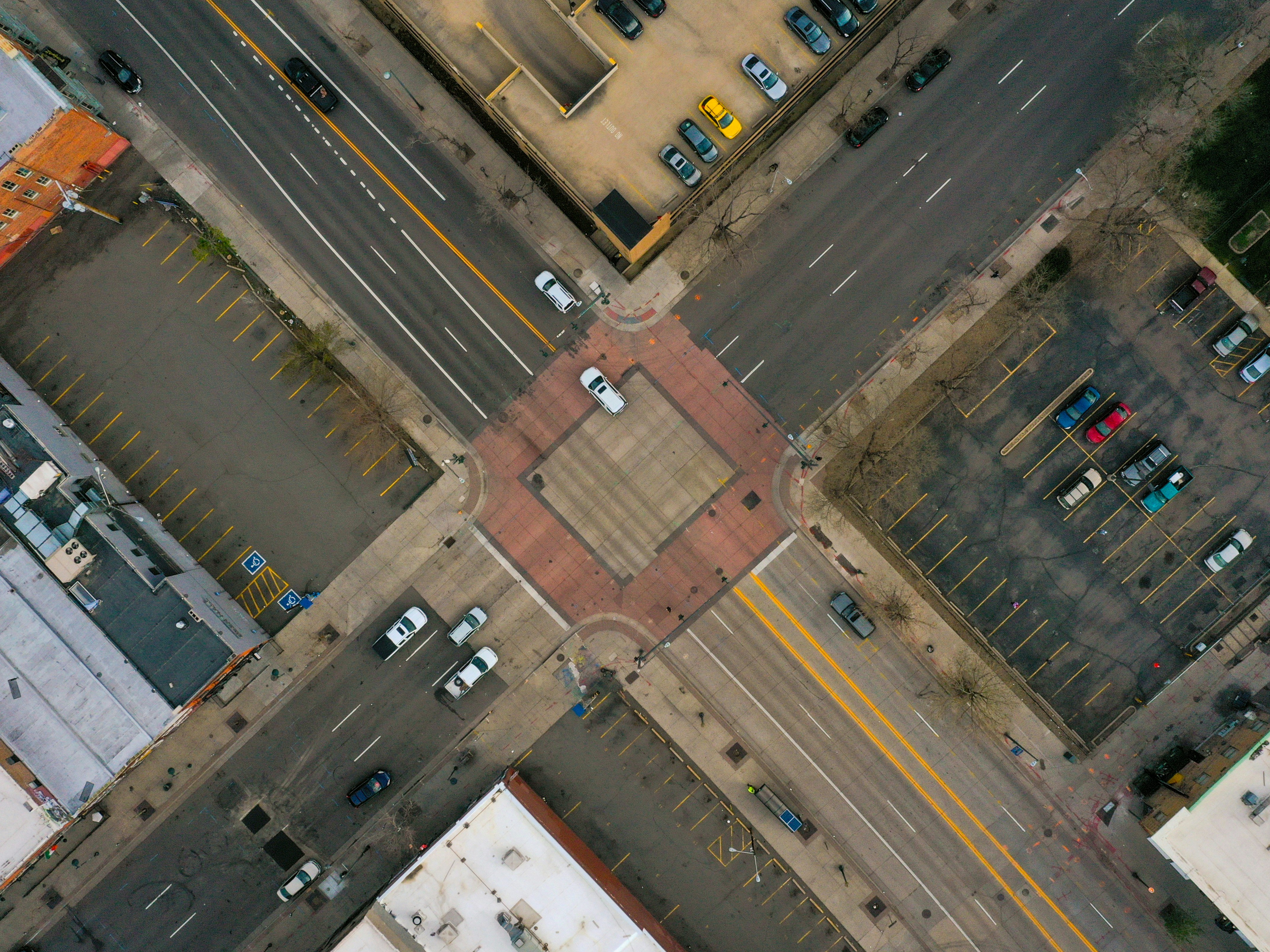 An aerial view of a city street intersection photo – Free Denver Image ...