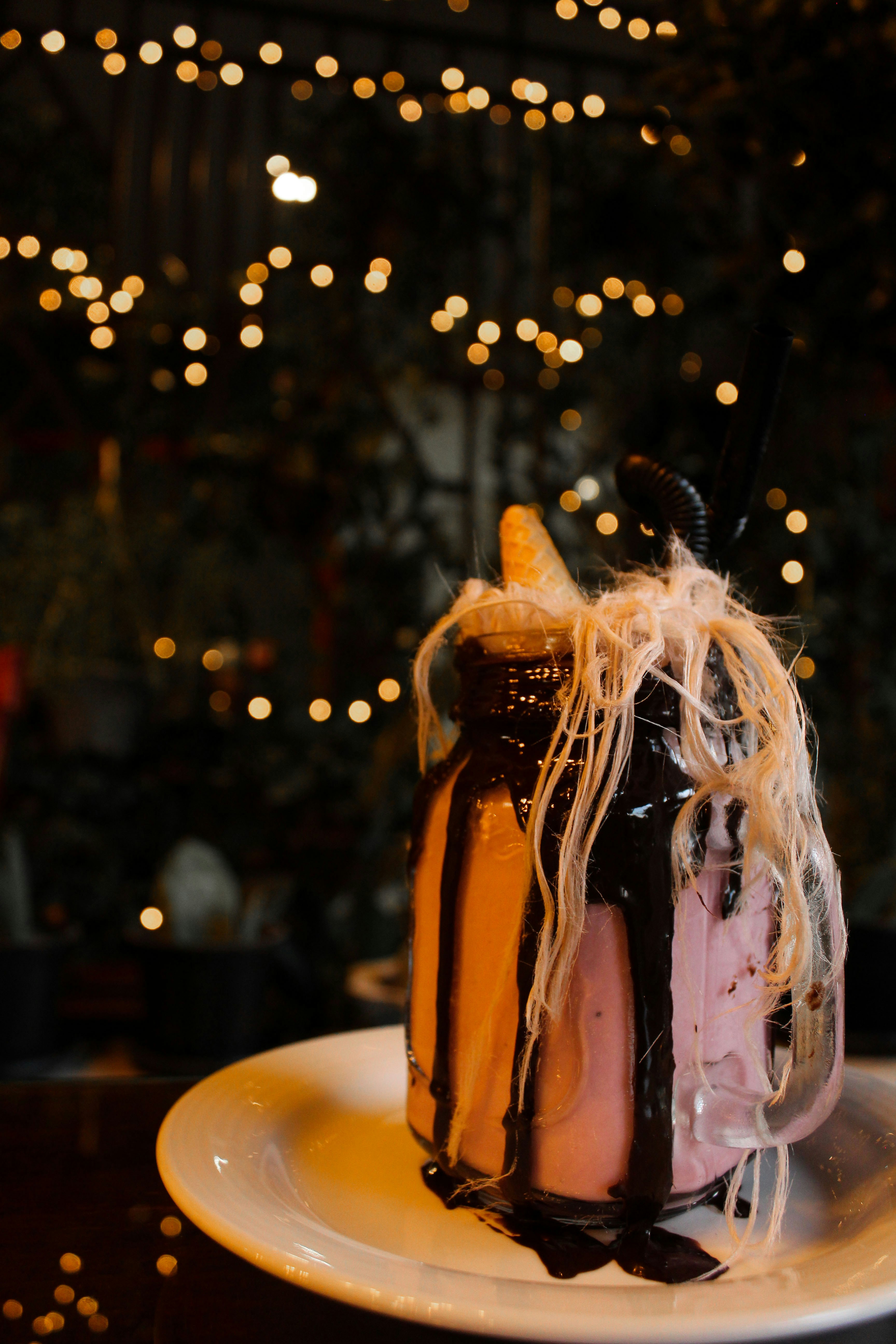 a cake with icing and decorations on a plate
