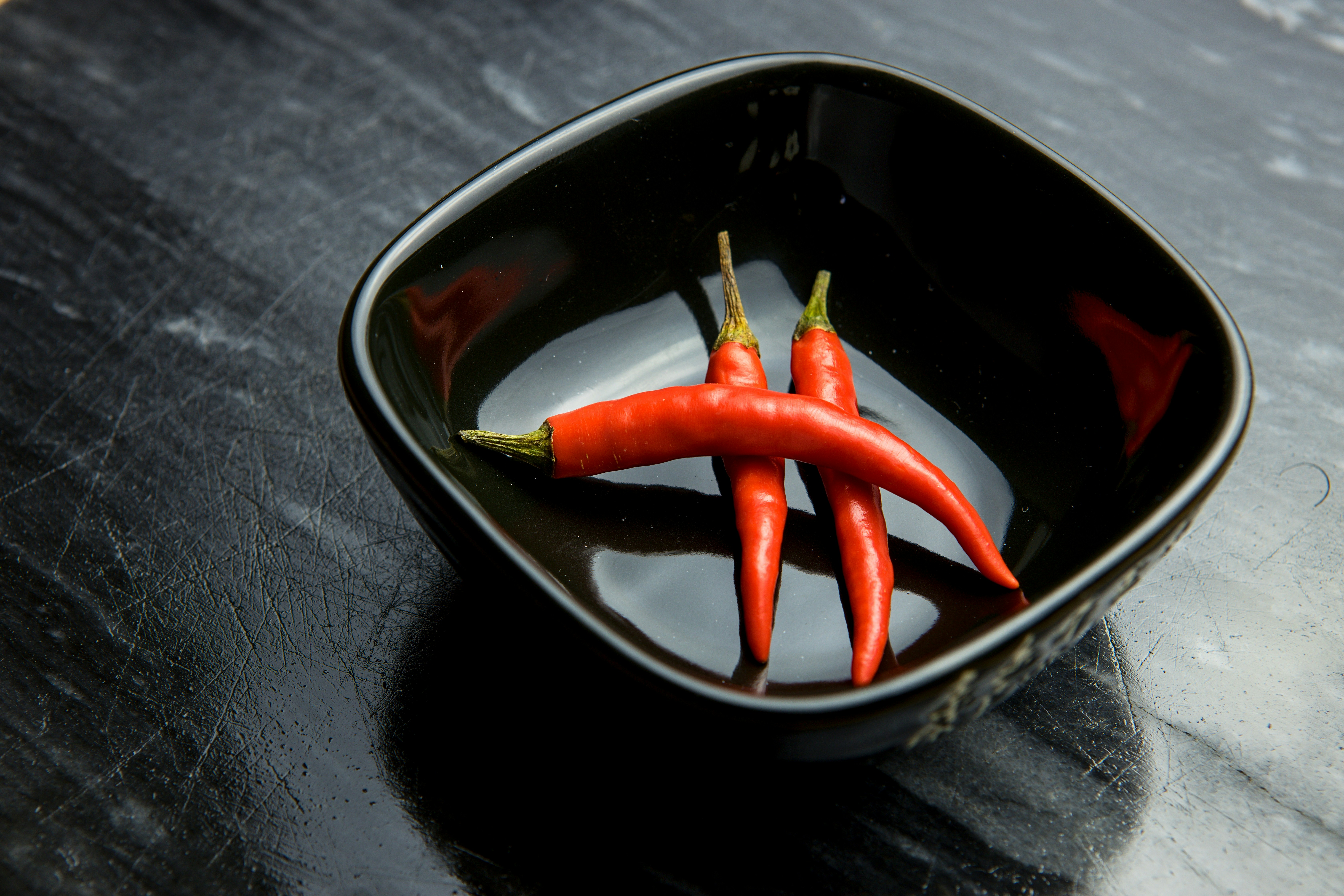 Crimson Chili Trio in a Velvet Bowl