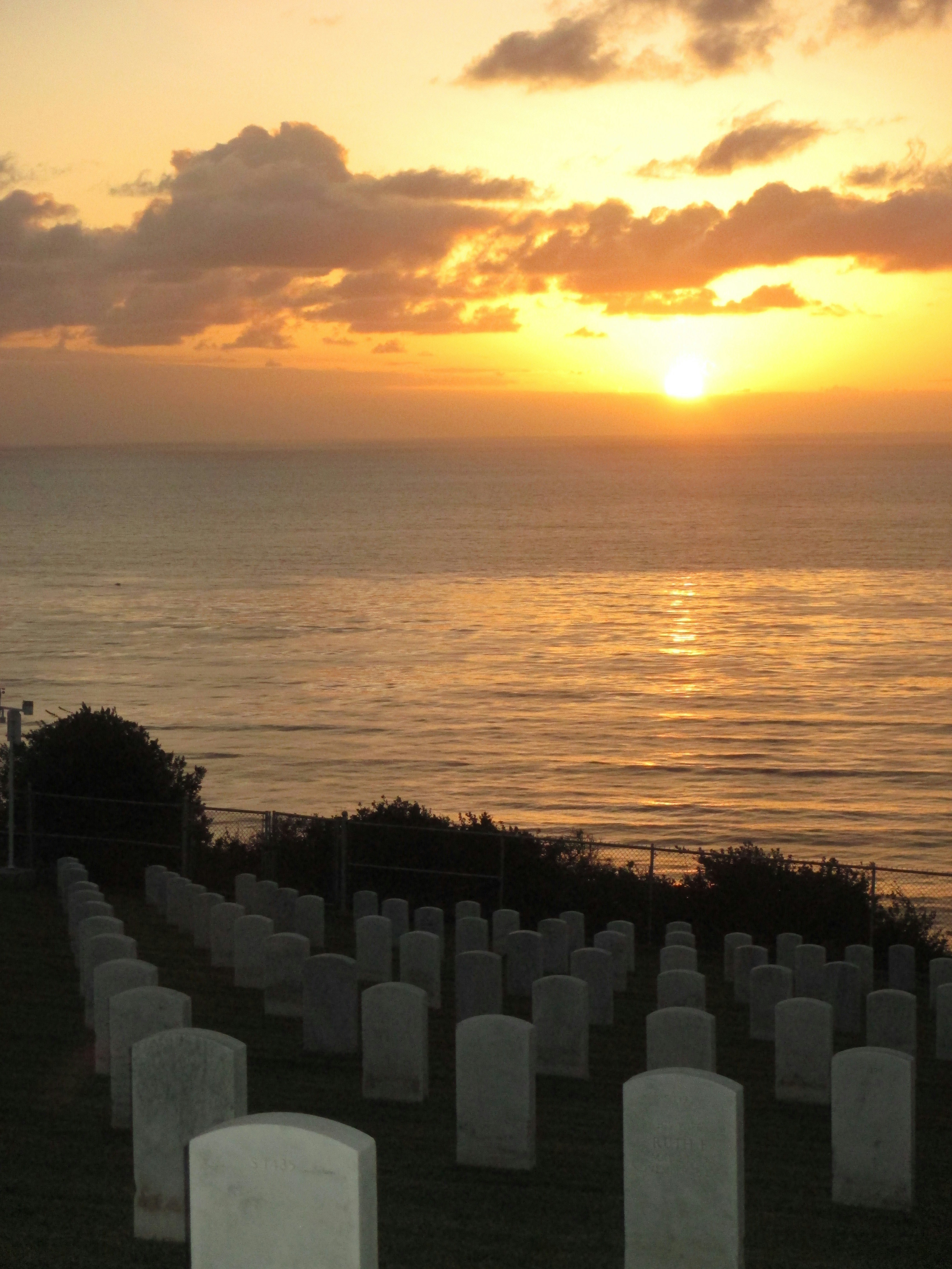 Sunset on the Ocean at Fort Rosecrans National Cemetery 