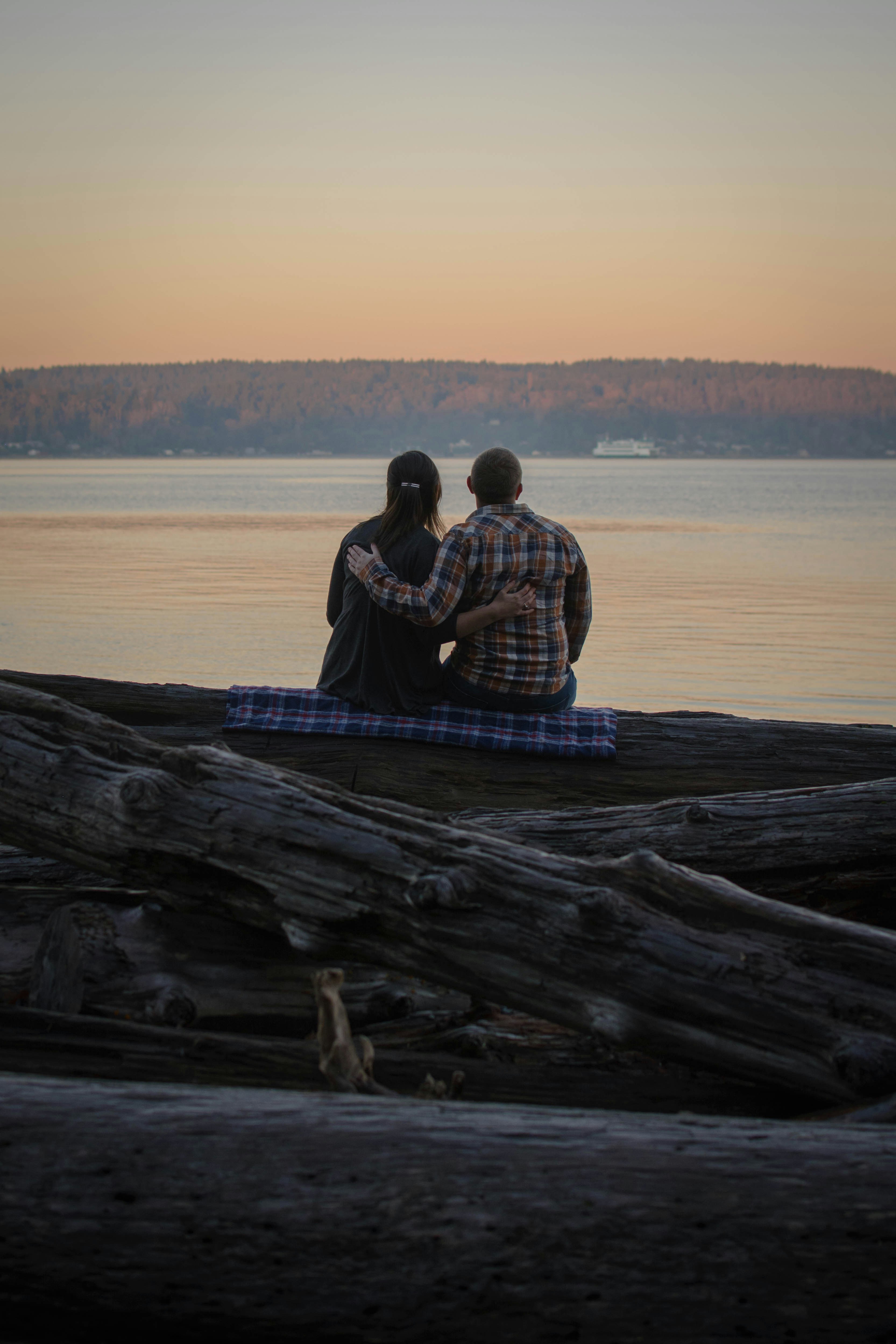 Twilight Companionship by the Water's Edge