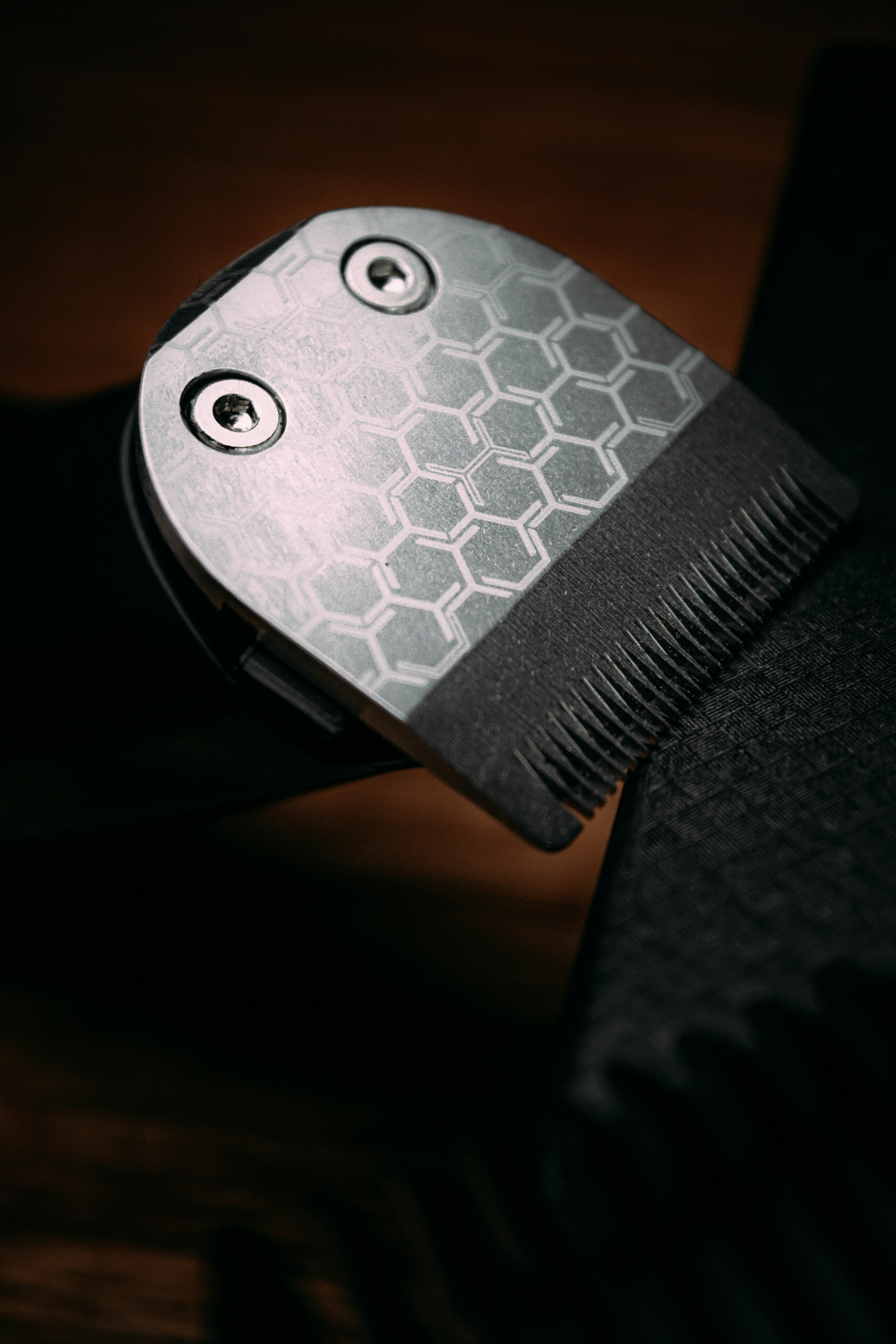 Hexagon Edge: A Close-Up of Precision Metal and Texture