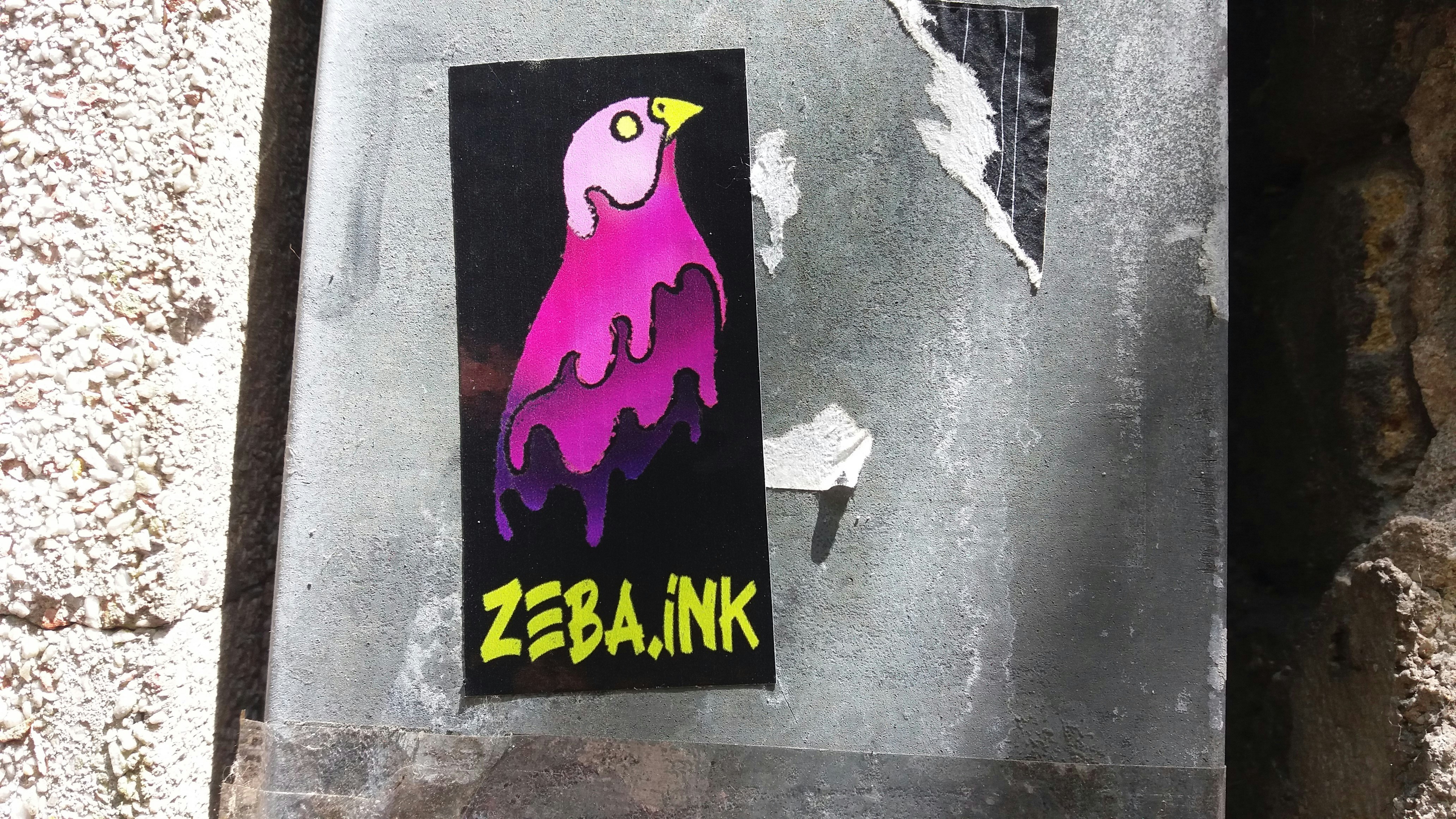 Melting Parrot Sticker: Neon Pink Bird on a Weathered Metallo Box