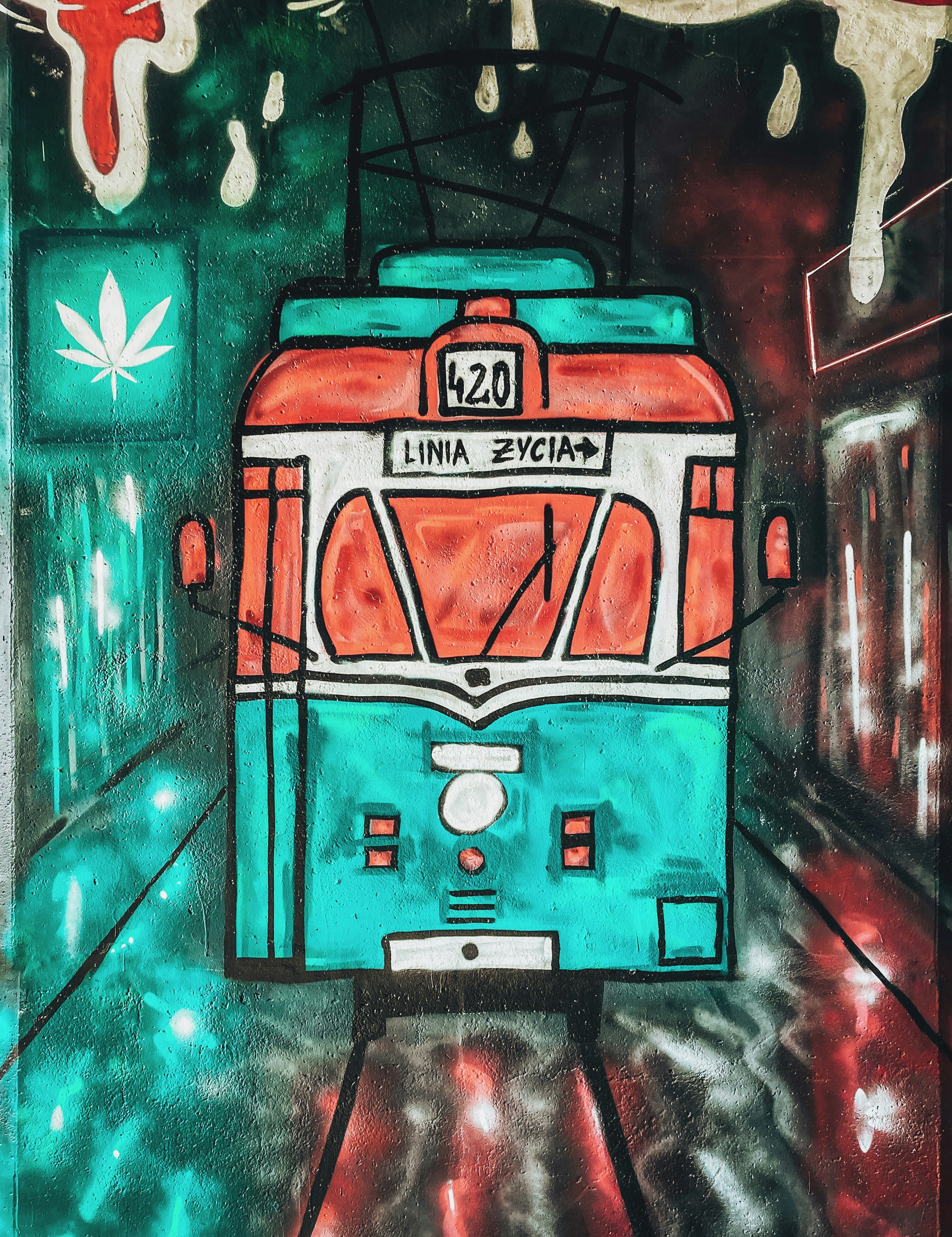 Red and blue train painting photo – Free Гожув-велькопольски Image on ...