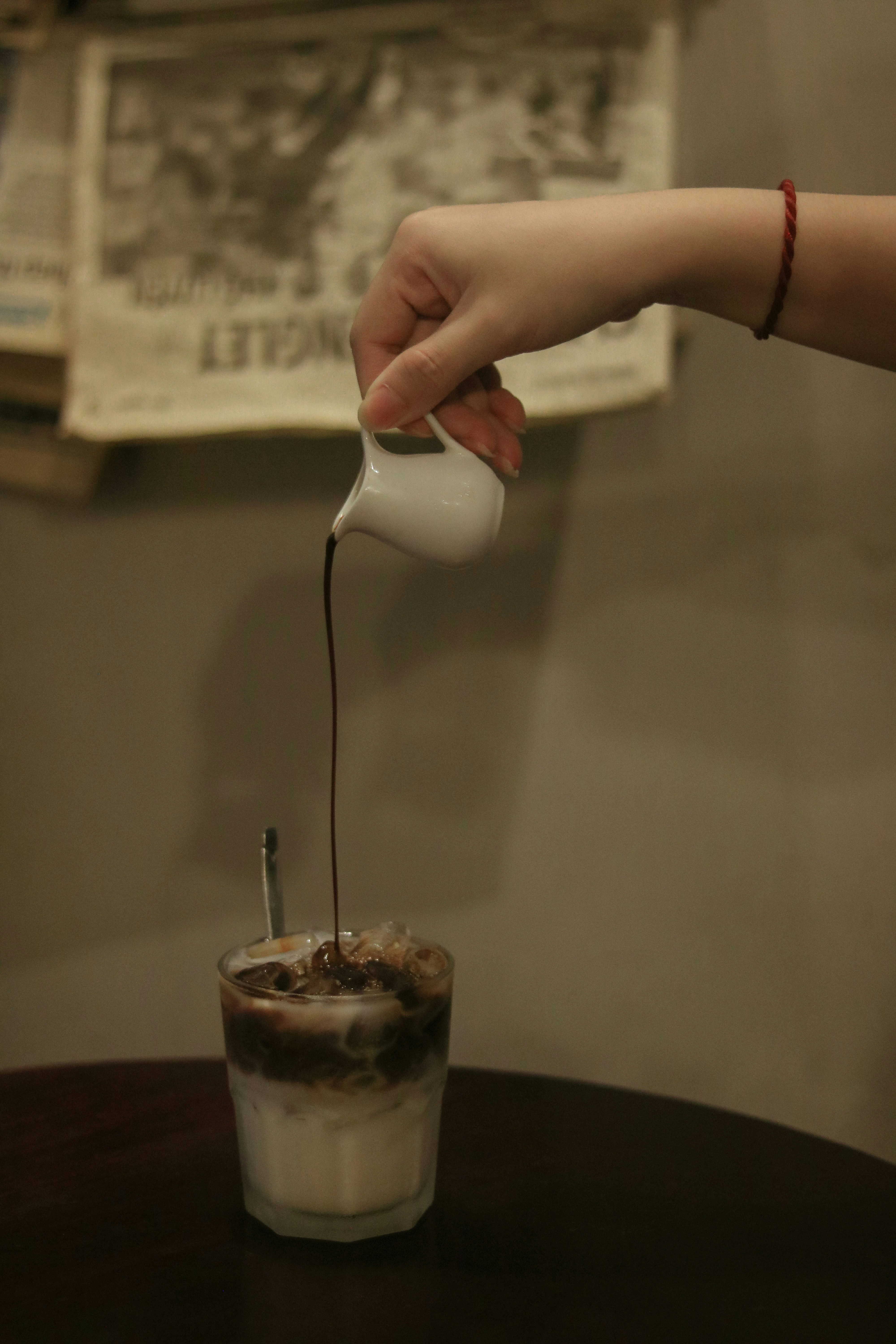 Silk Syrup Cascade Into Iced Mocha
