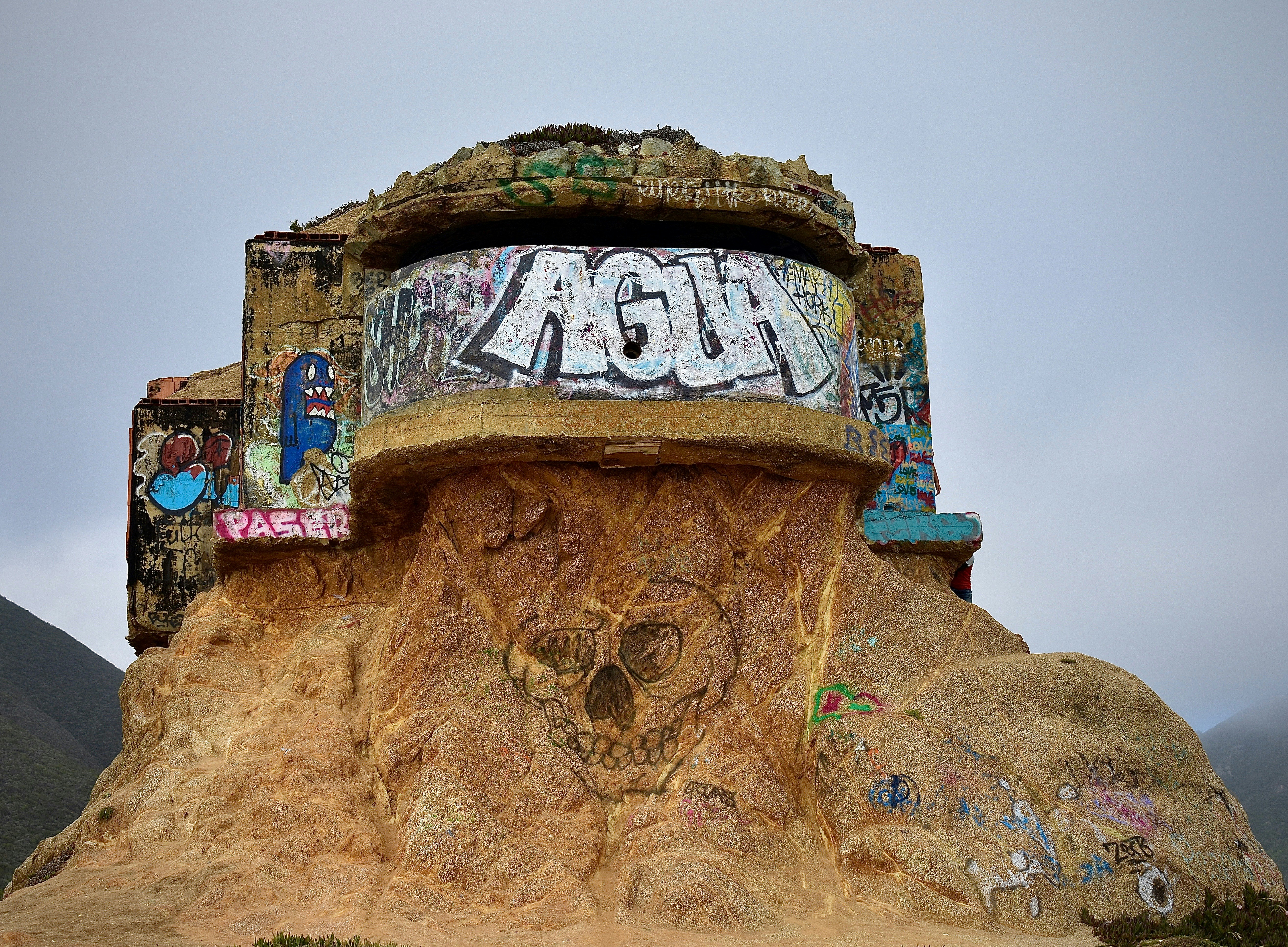 Close up view of Devil's Slide Bunker (former military bunker) during daytime