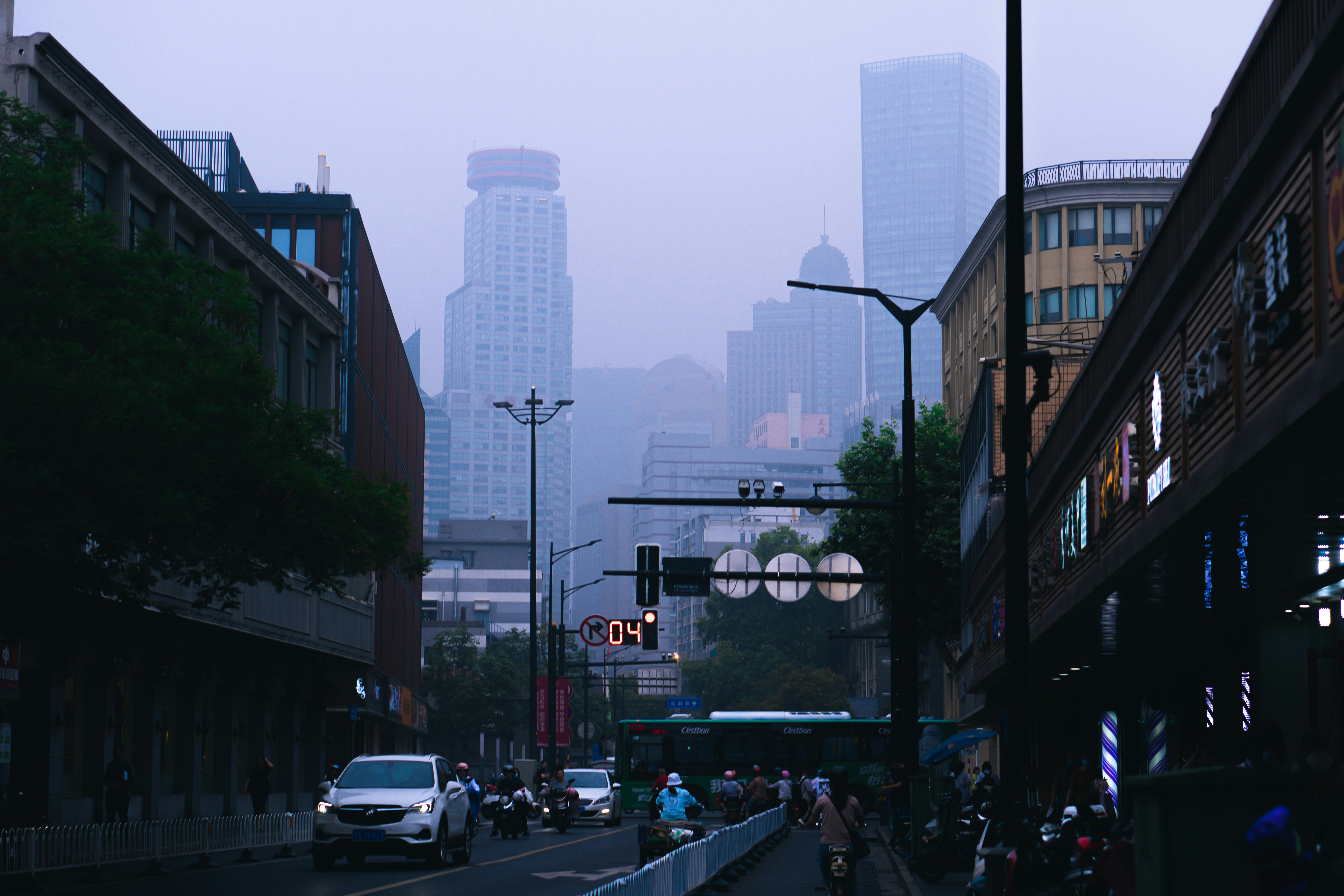 Blue Hour Boulevard: Leading Lines Toward Distant Skyscrapers