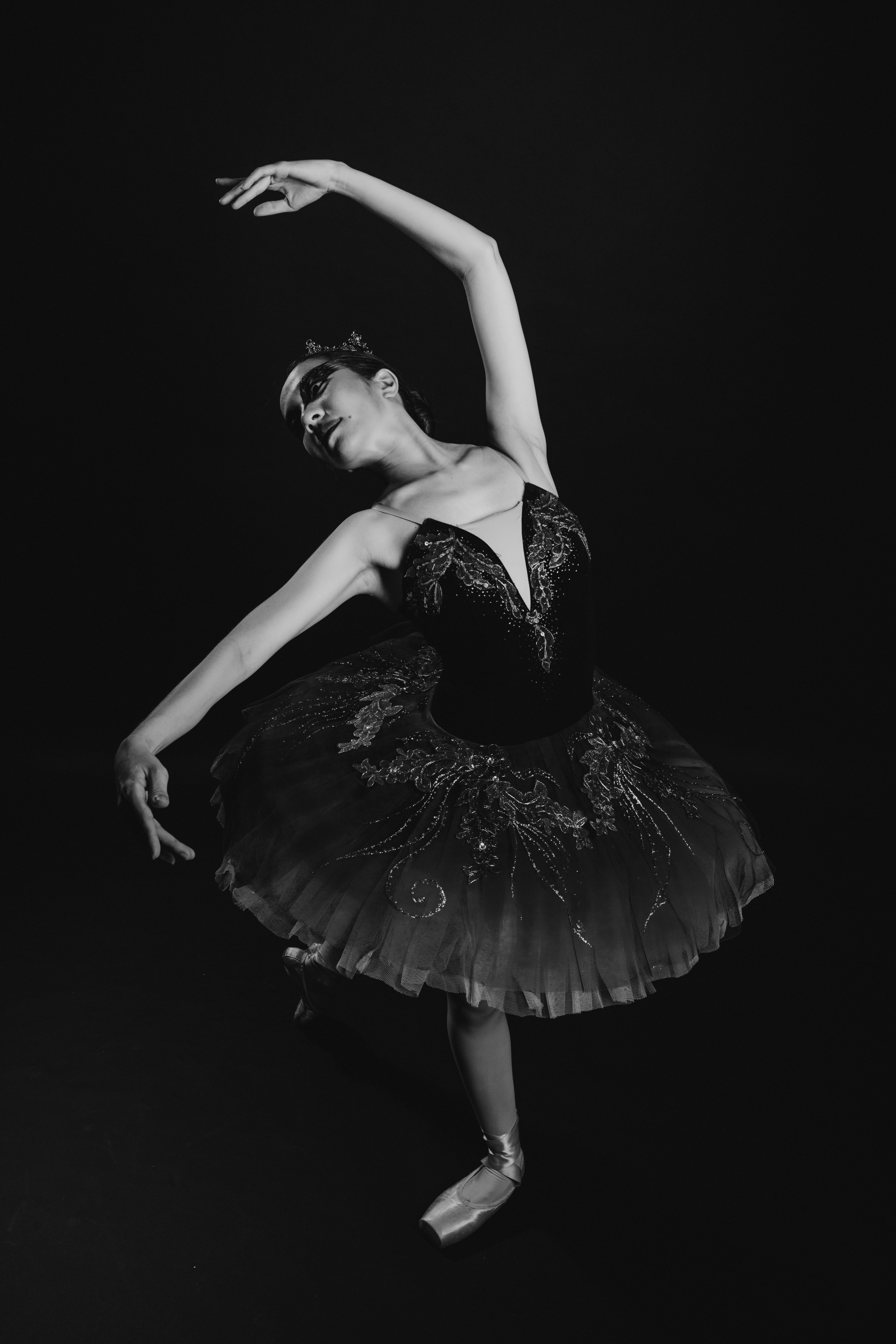 Woman in black dress in grayscale photography photo – Free Ballet Image ...