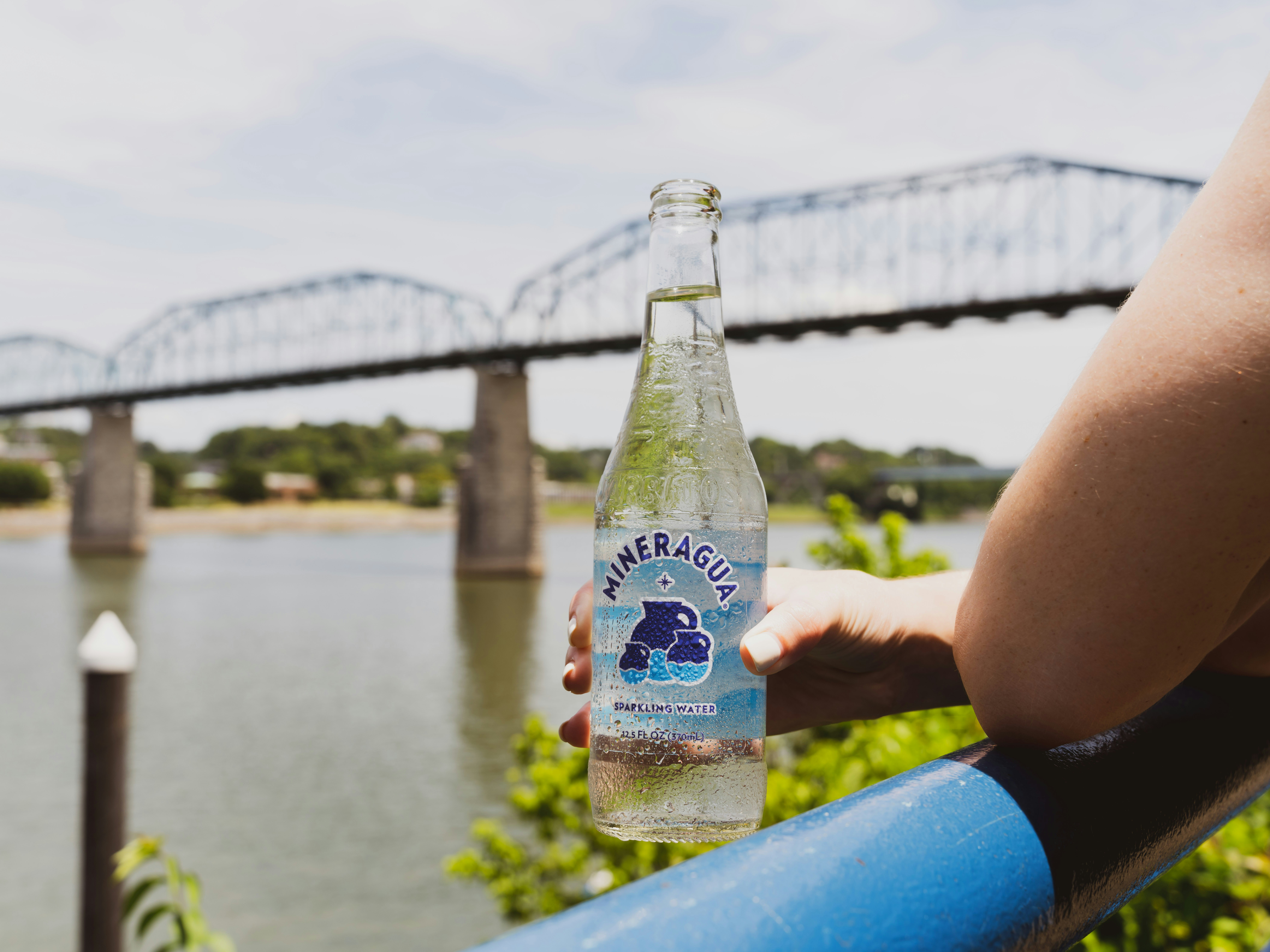 Refreshing Pause by the River Bridge