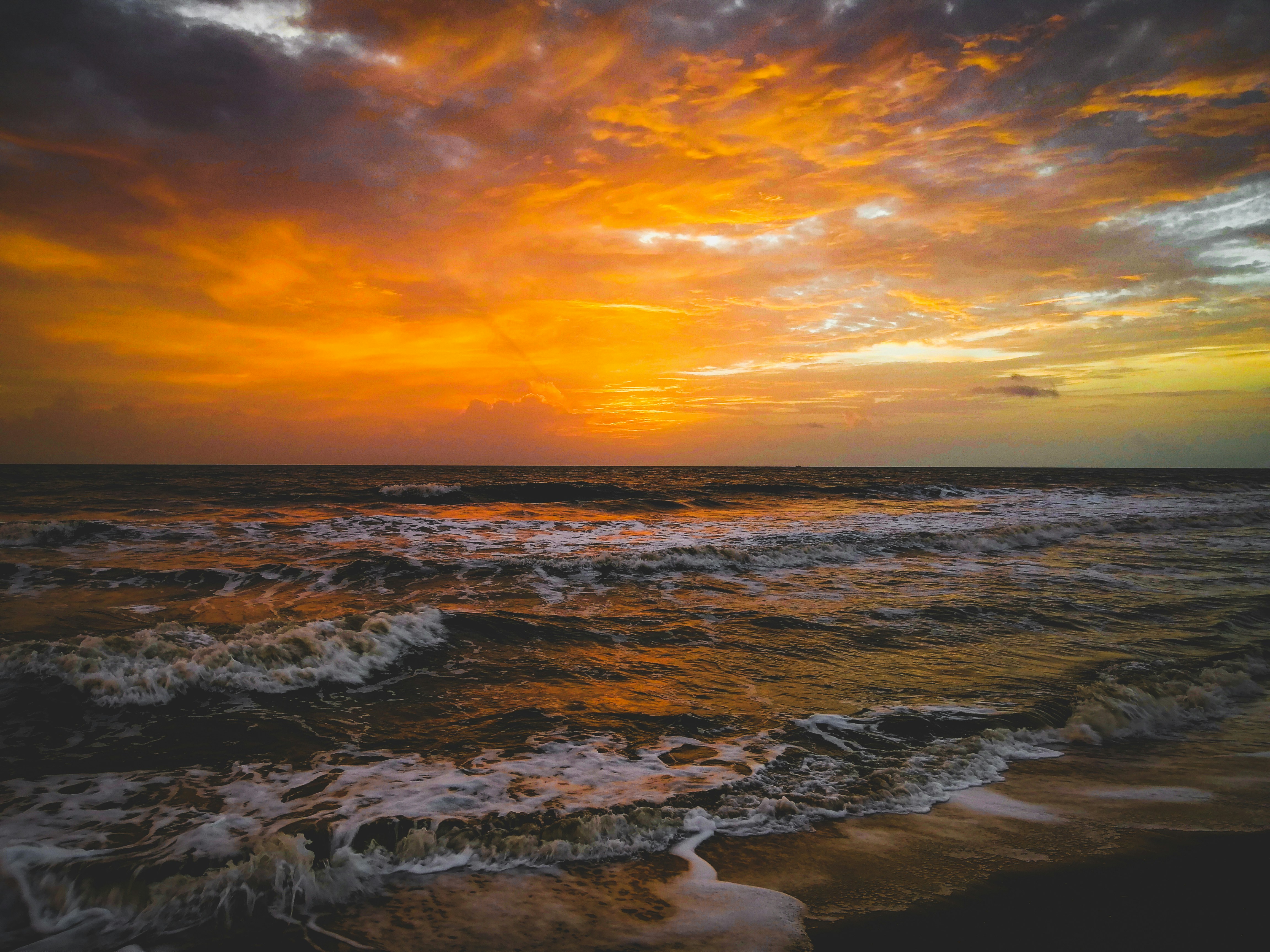 Sunset Ocean Waves Nature