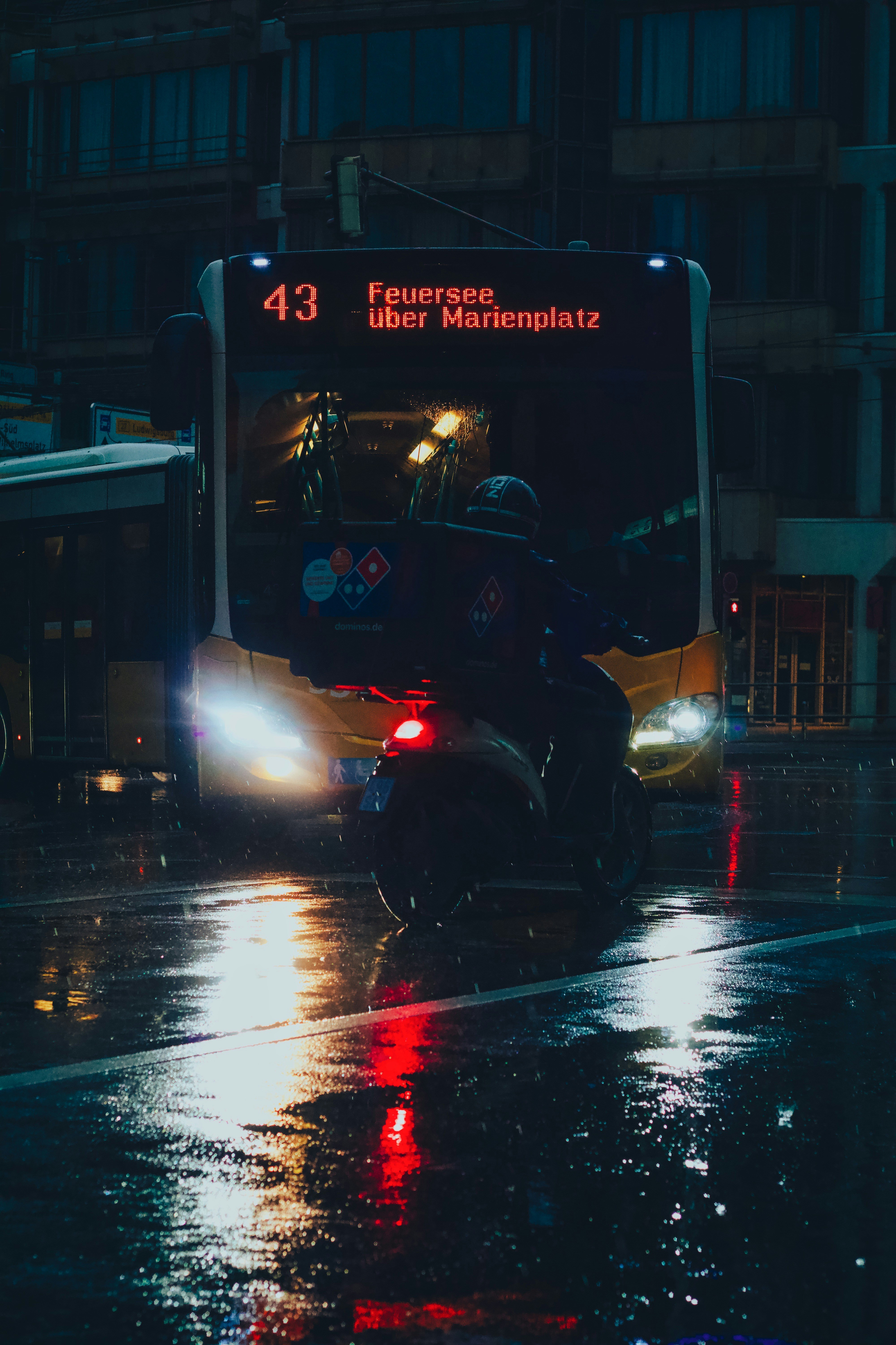 Neon Rain, Red Tail: A Night Bus Stop Encounter