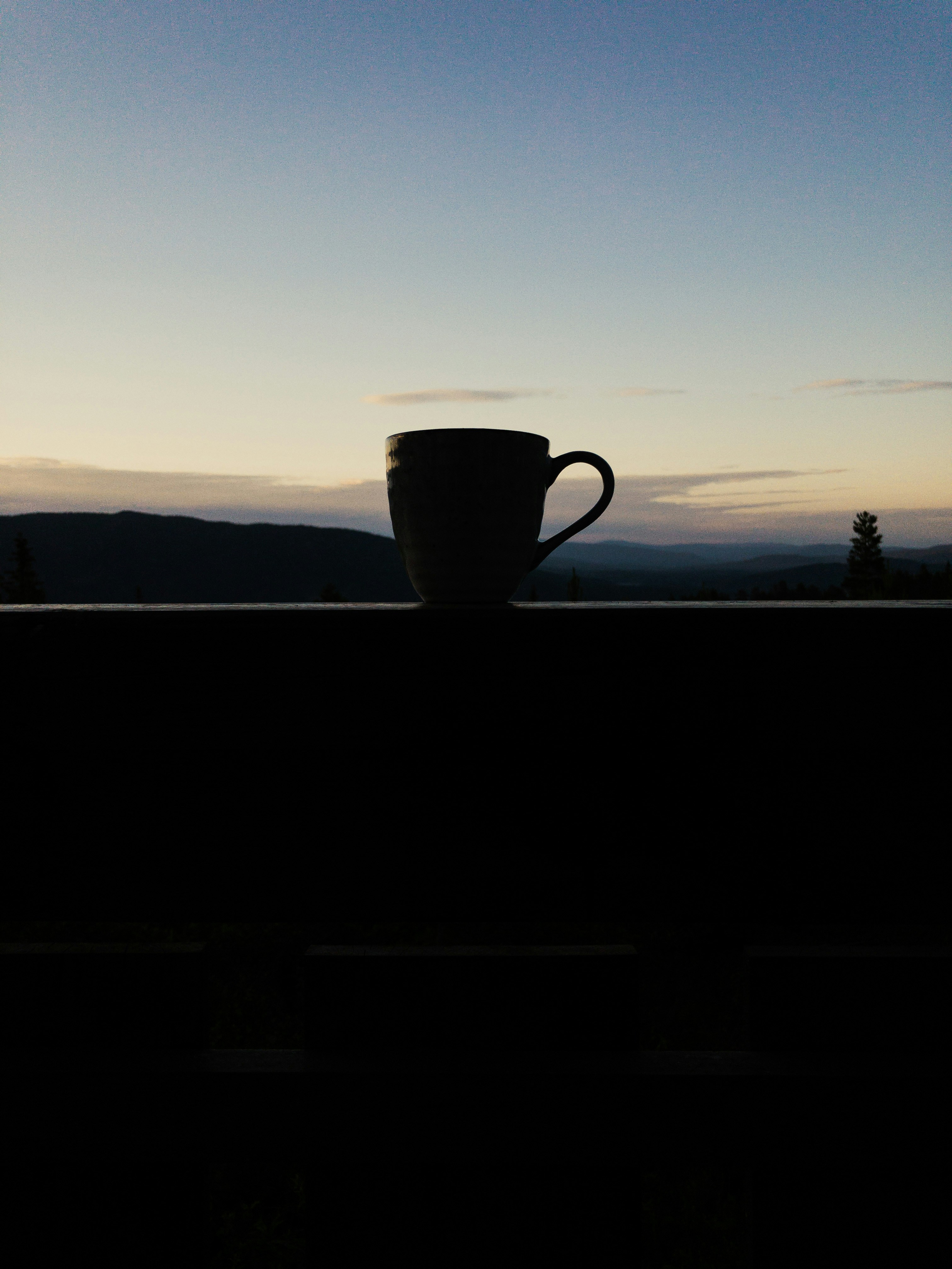 silhouette of a person standing on a hill during daytime