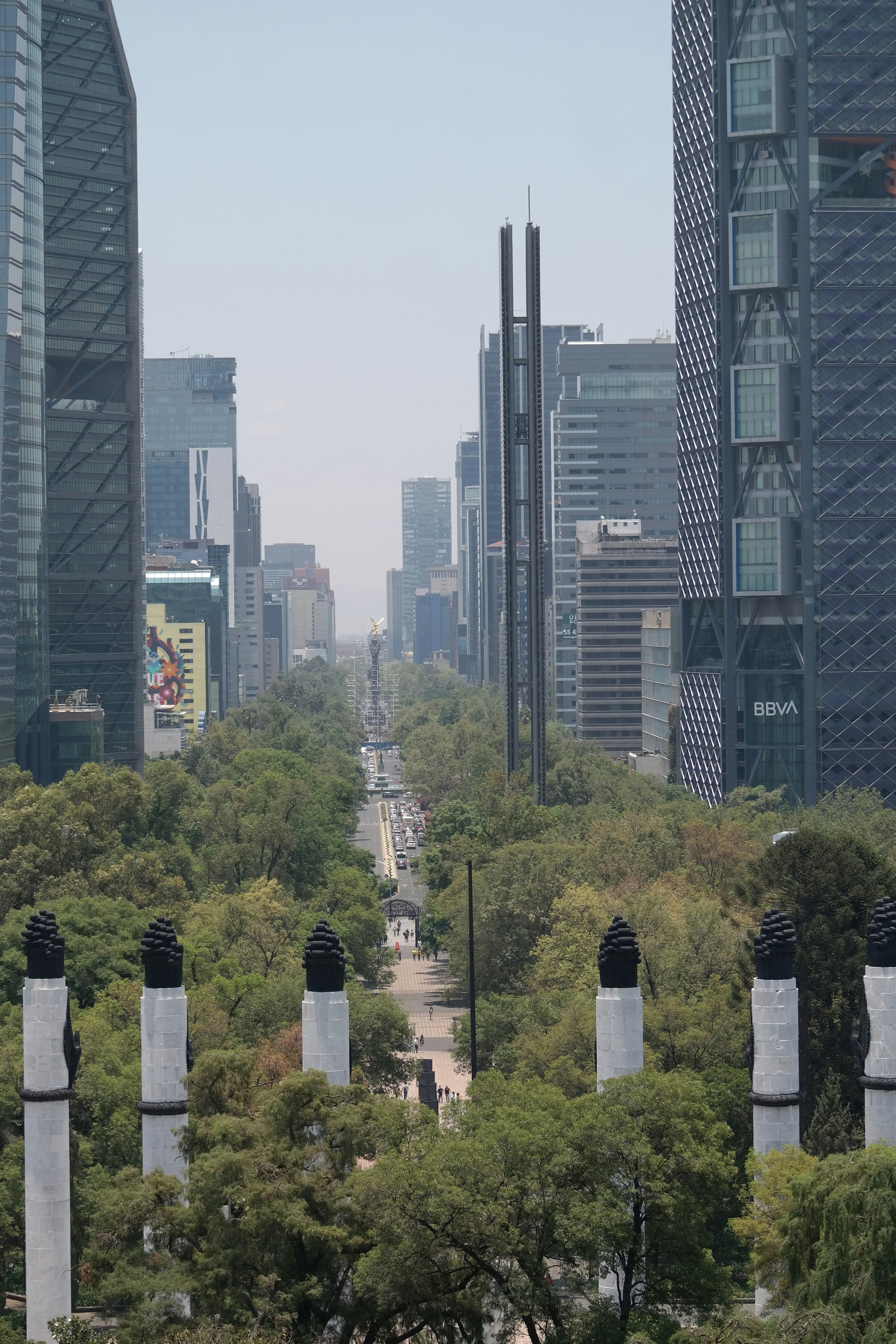 A look down the Av. Paseo de la Reforma in Mexico City.