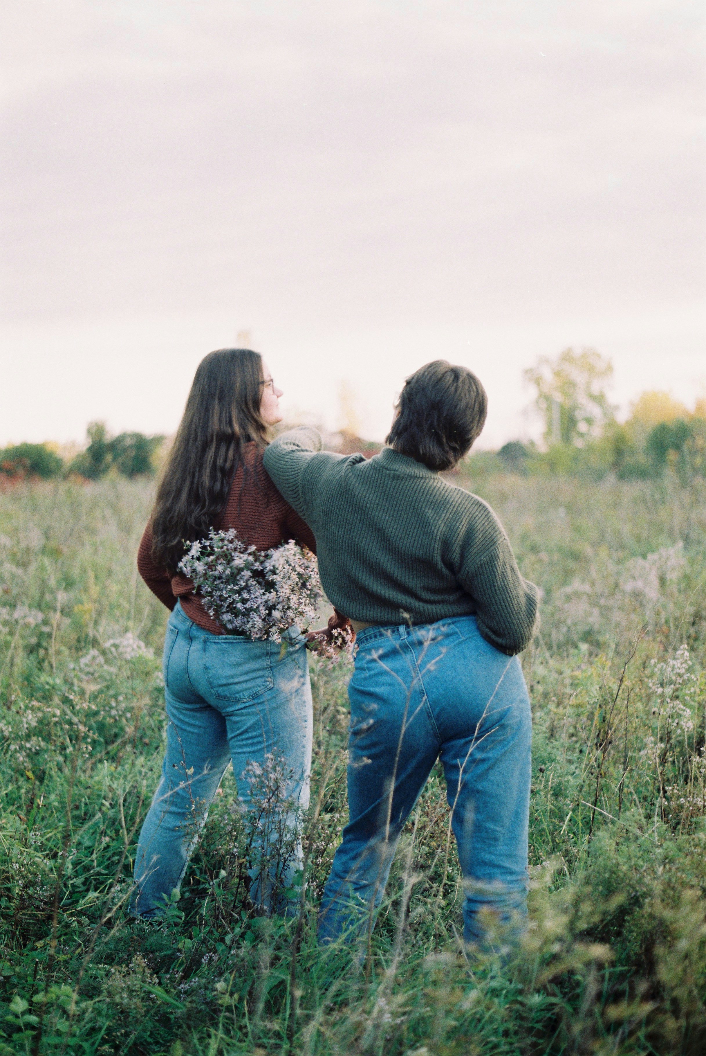 Golden Hour Embrace in a Meadow