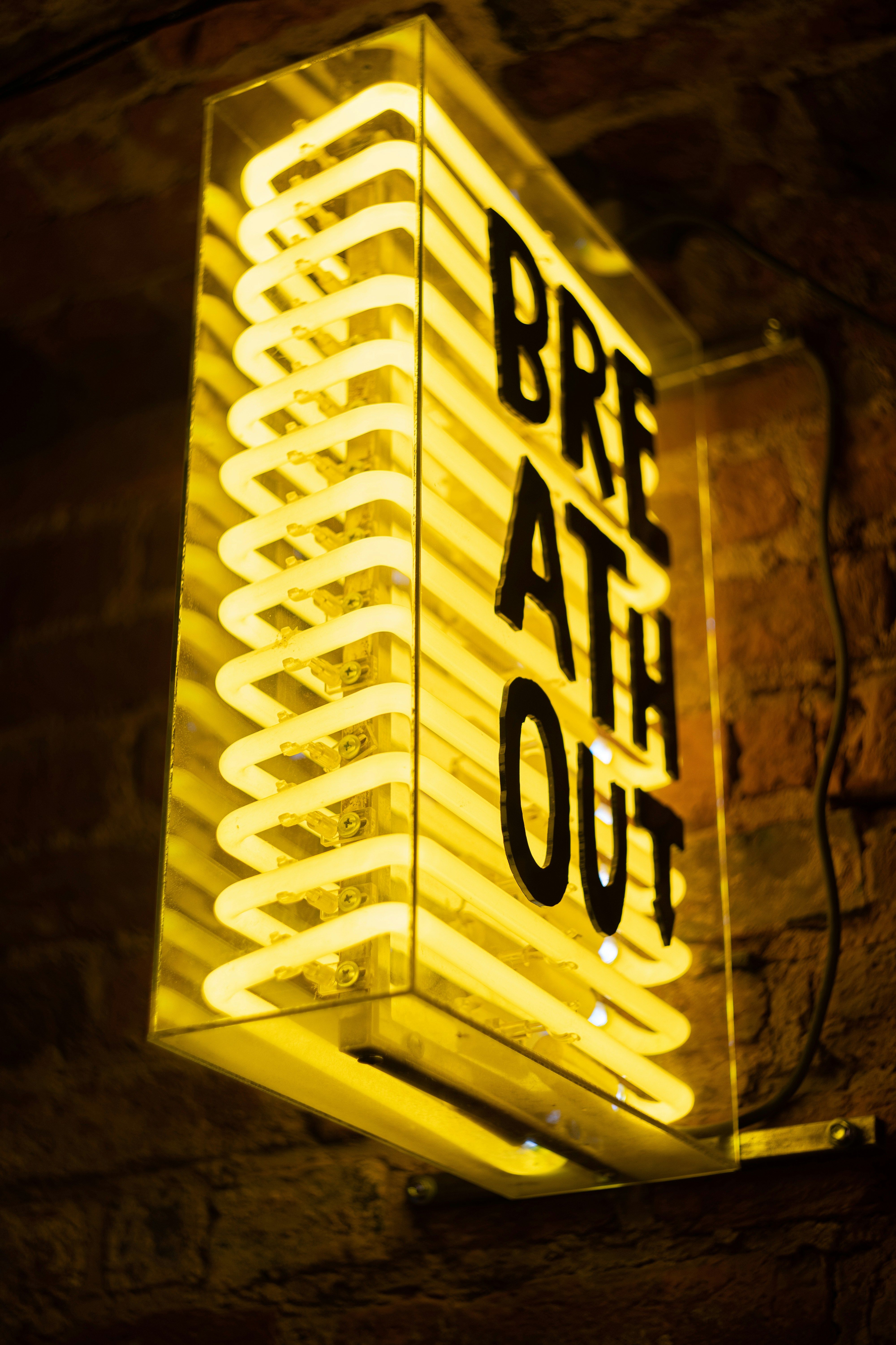A lit up sign that says bre ath out photo – Free Surf coffee Image on ...