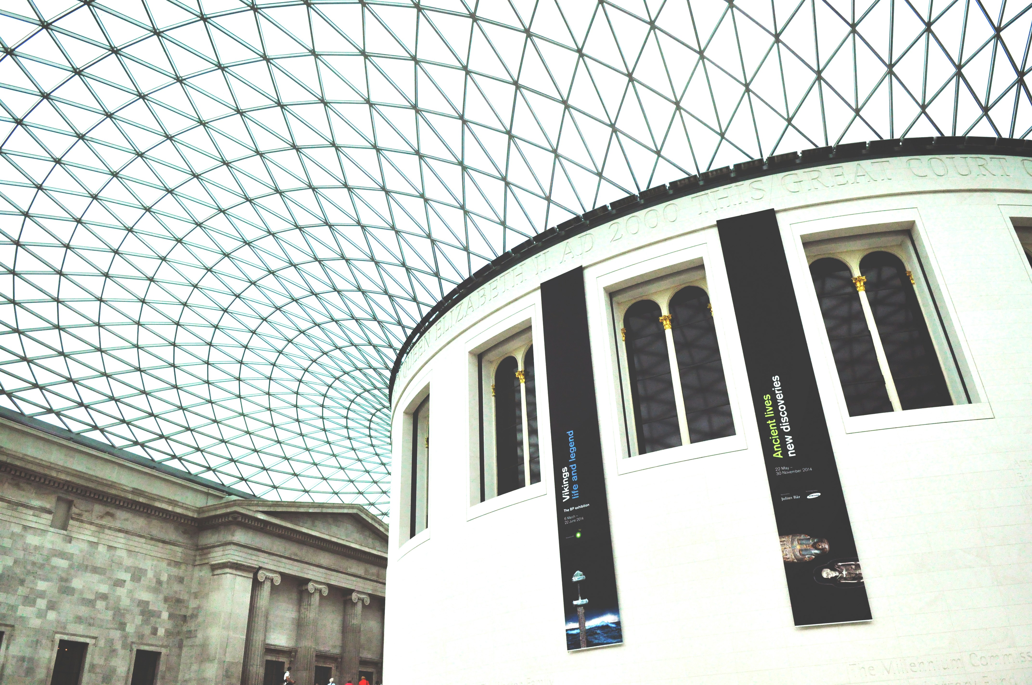 Circular Glass Roof Framing Over a Classical Gallery