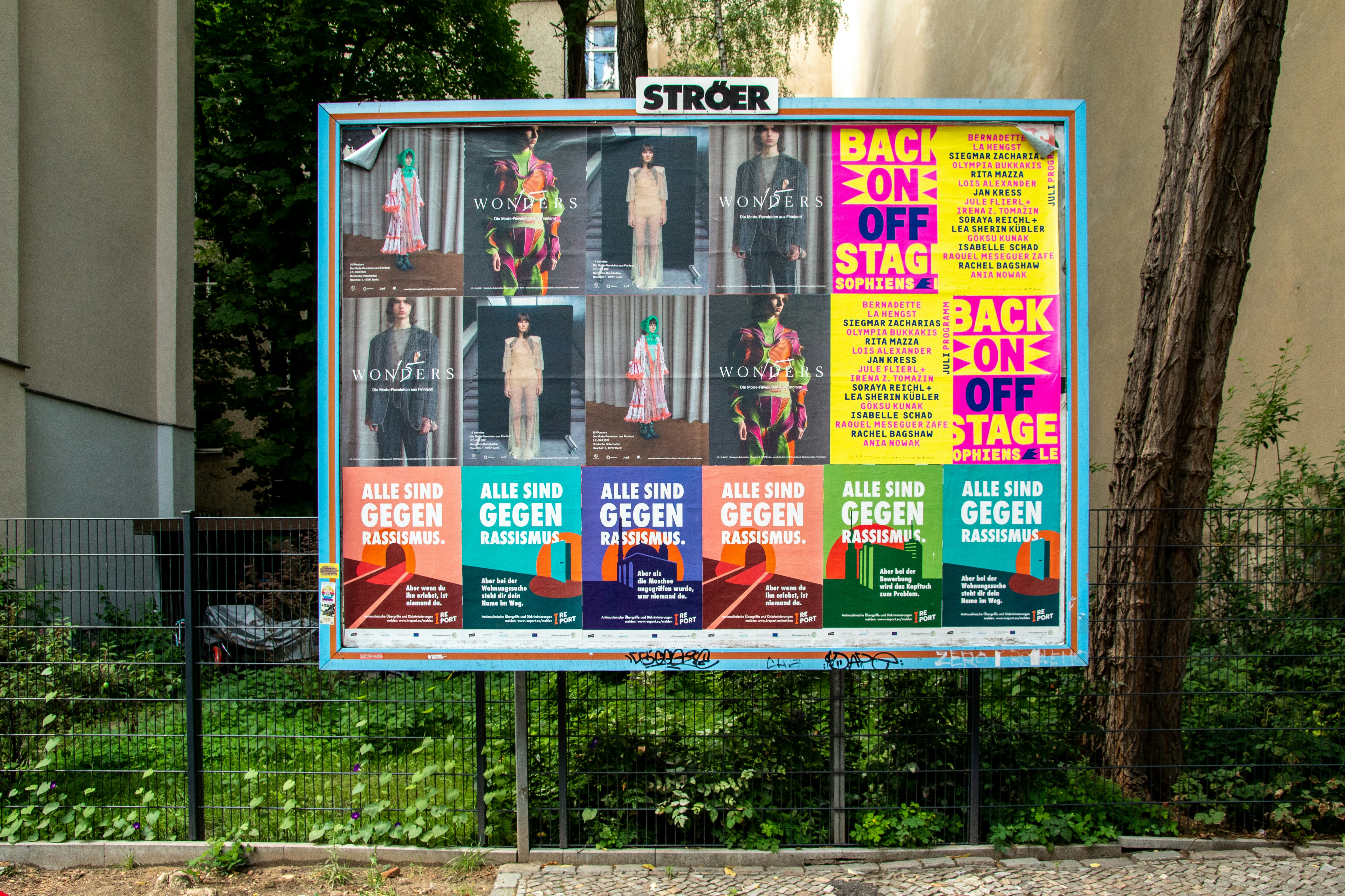 Vibrant Street Billboard Advertising Mosaic