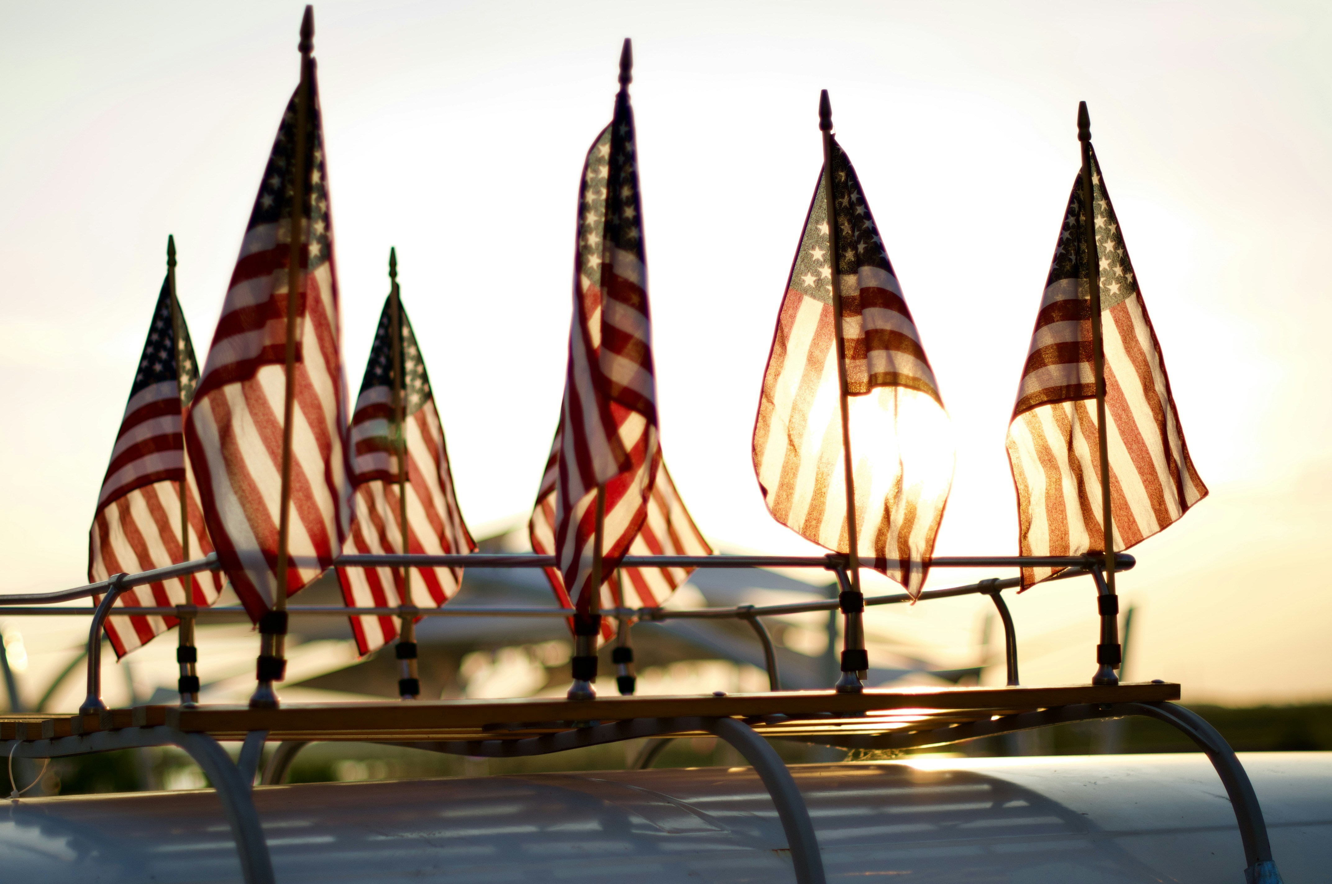 Flags on a Van at Sunrise 