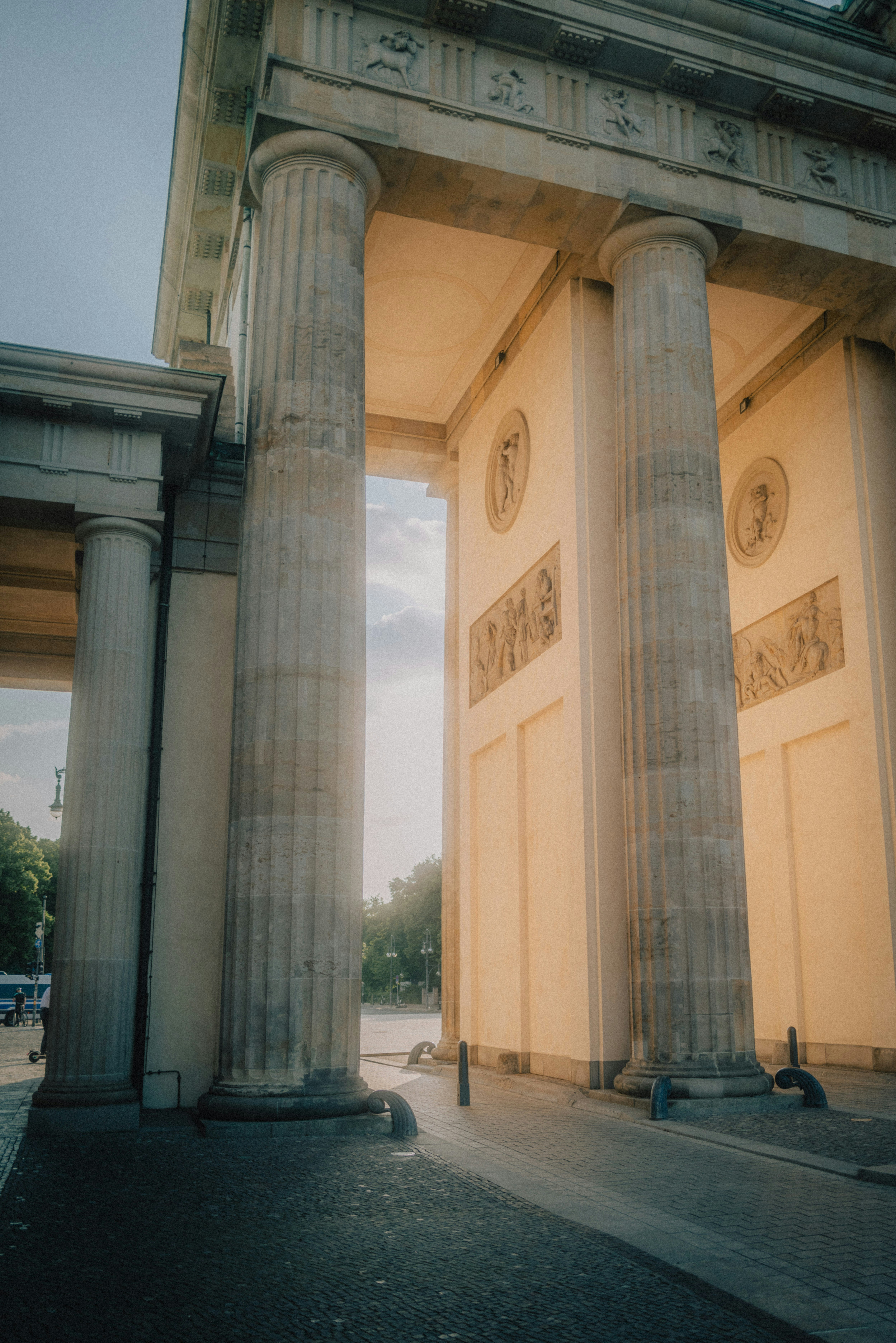 Dawn Through the Colonnade: Light Between Stone Giants