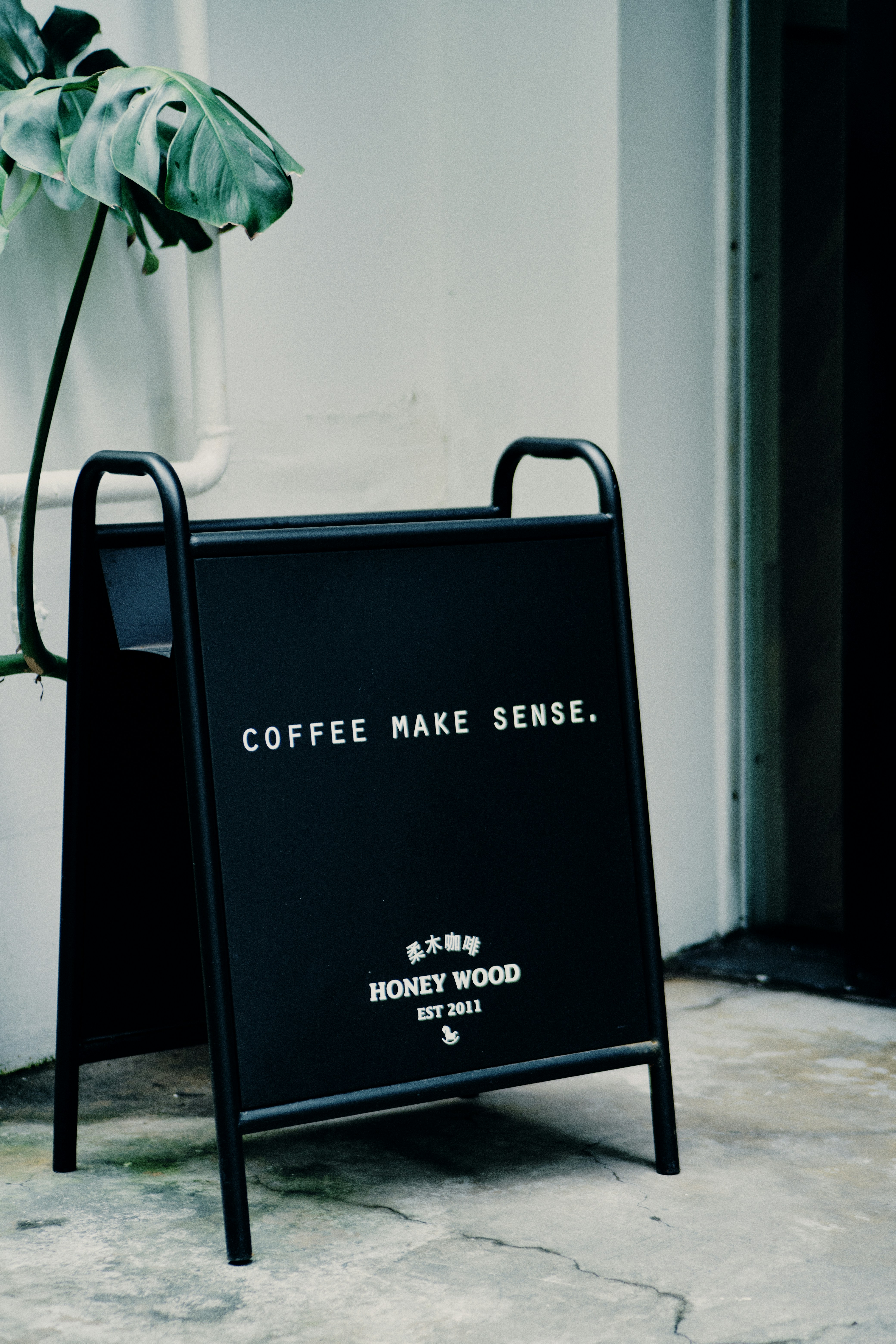 Signboard in Minimalist Cafe Foreground