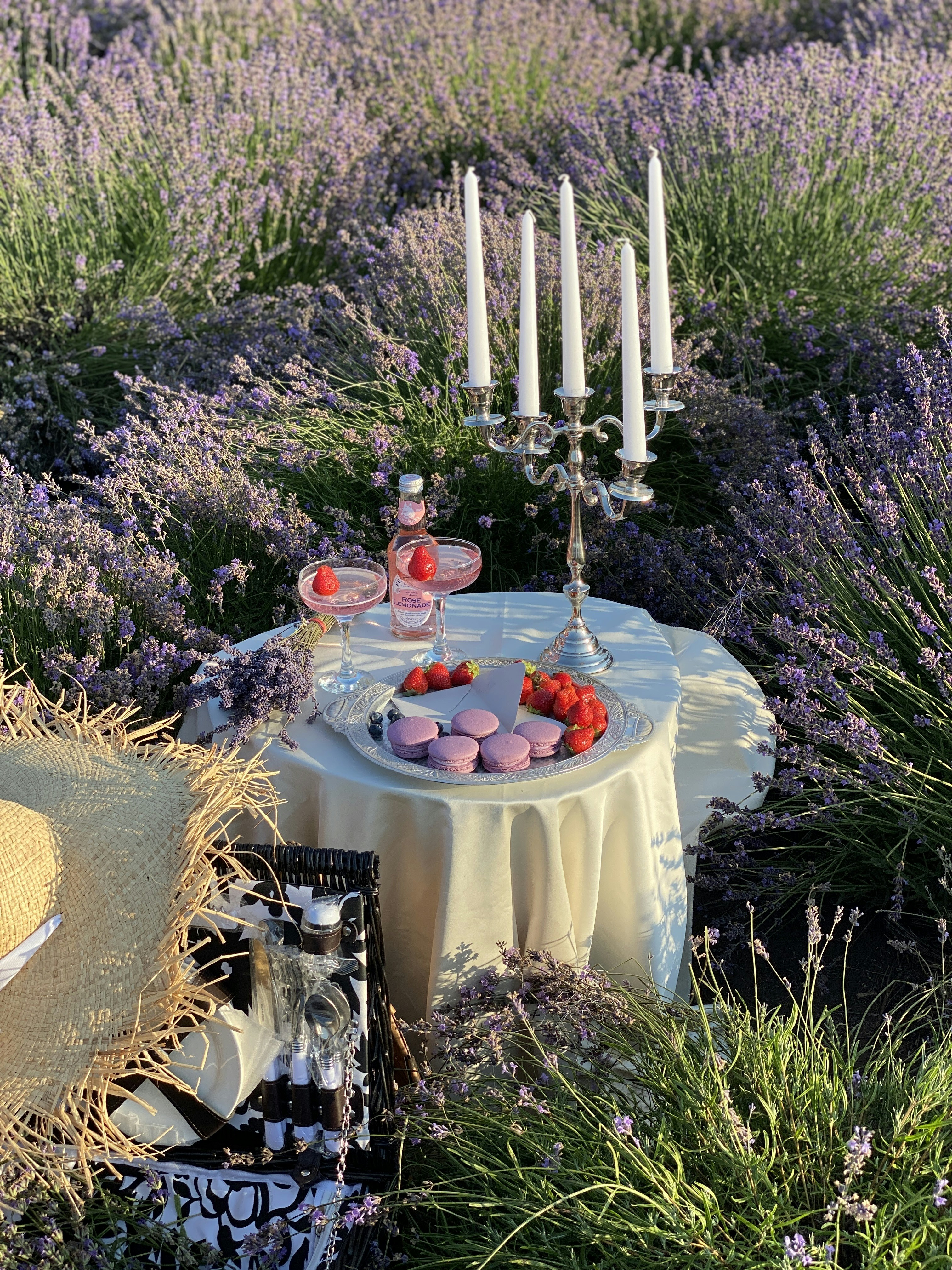 Lavender Field Banquet: A Candlelit Table Amid Purple Blooms