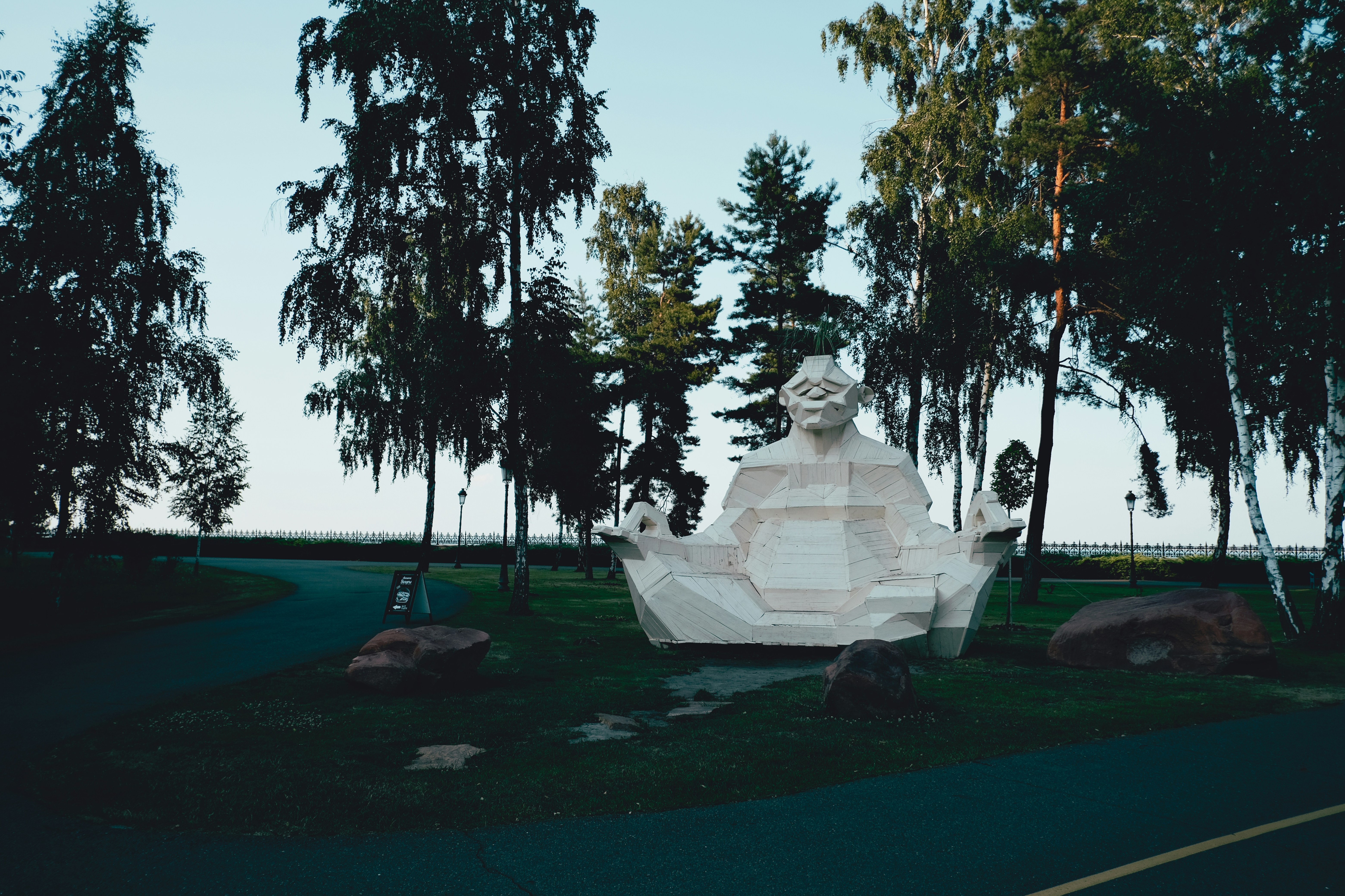 Faceted Sentinel in a Quiet Park