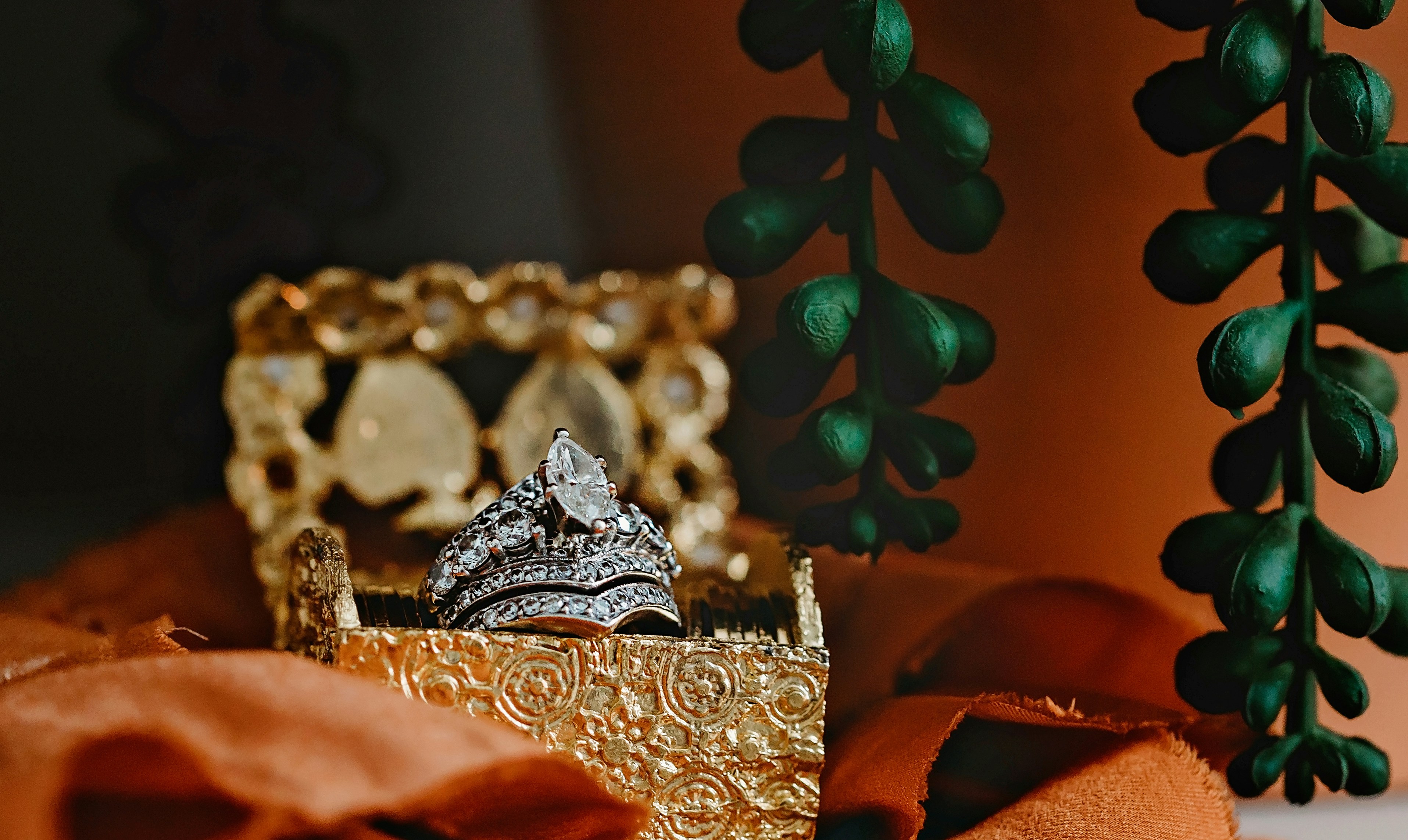 Silver and gold crown on red textile photo – Free Wedding ring Image on ...