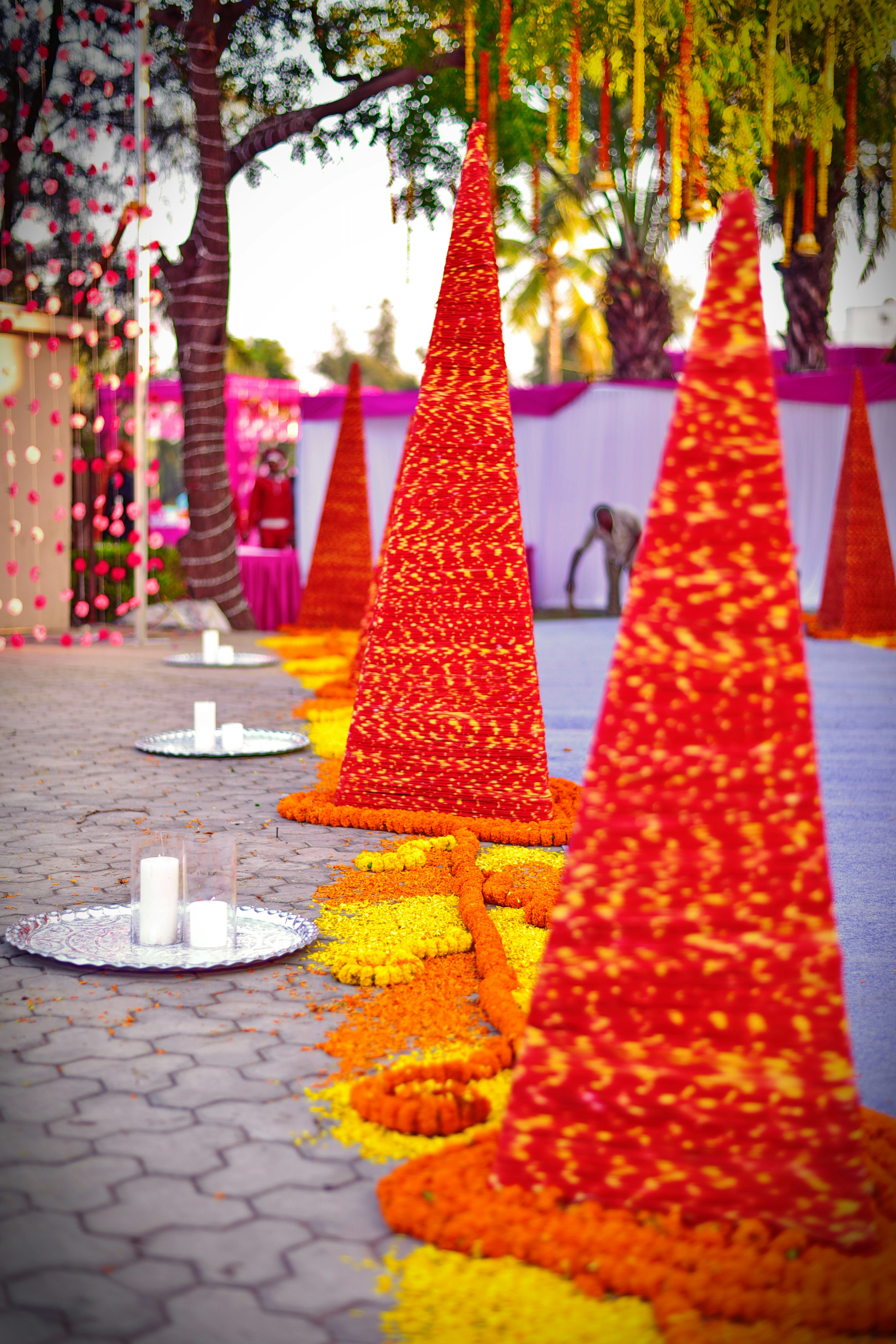 Marigold Lanes: Orange Cones Mark a Festive Path