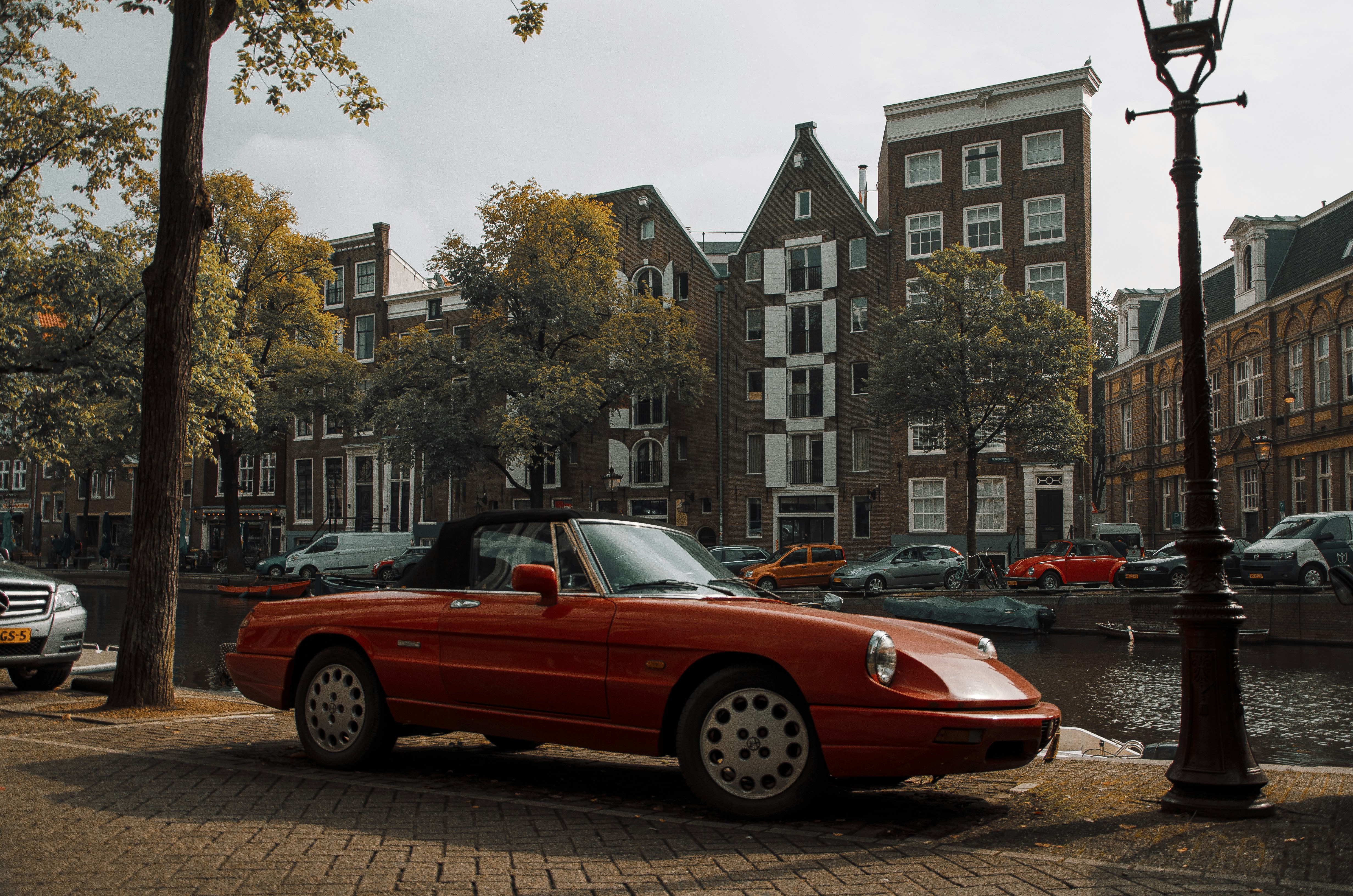 Urban Retro: The Red Coupe by the Canal