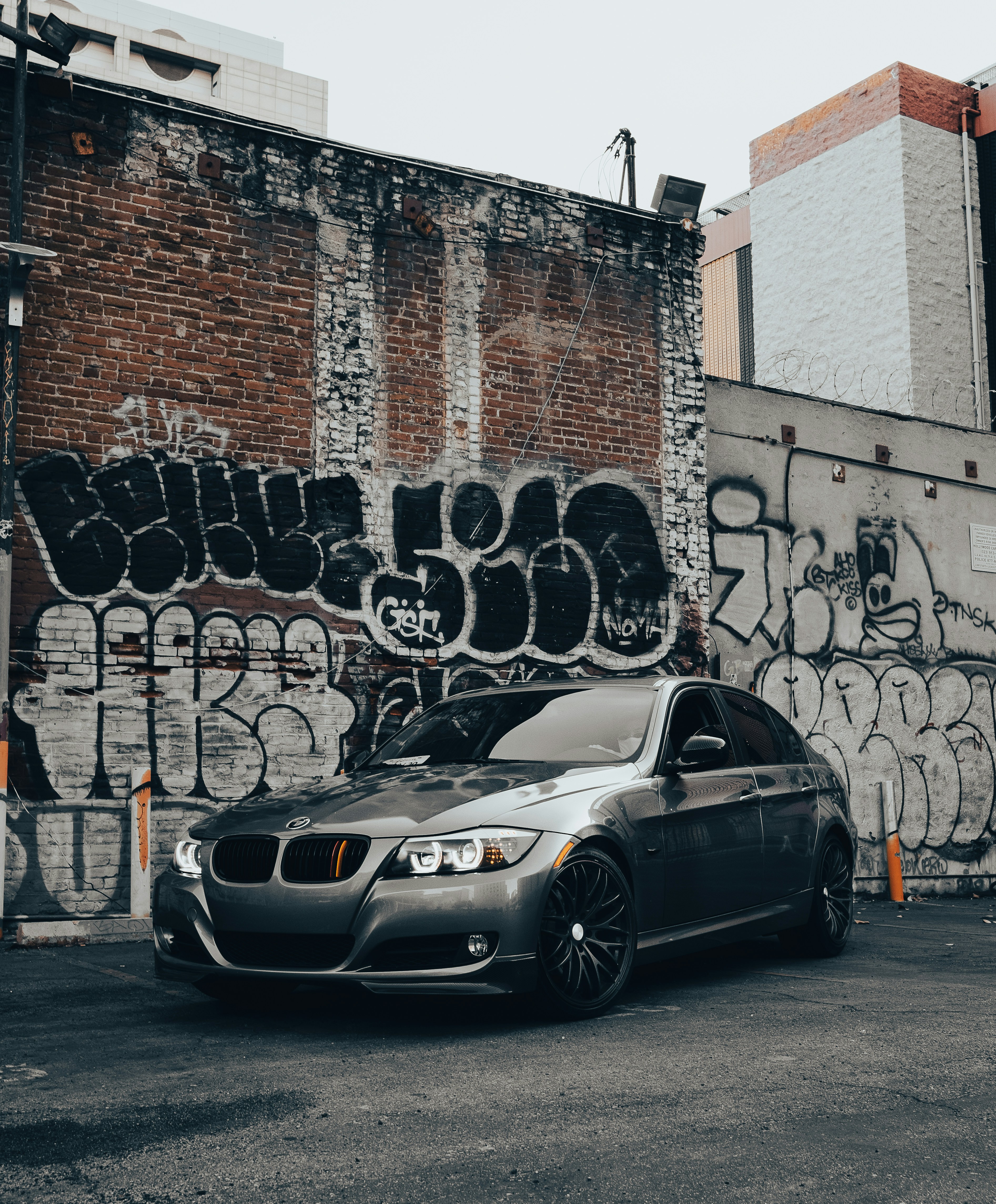 Urban Chrome Amid Graffiti Canyon