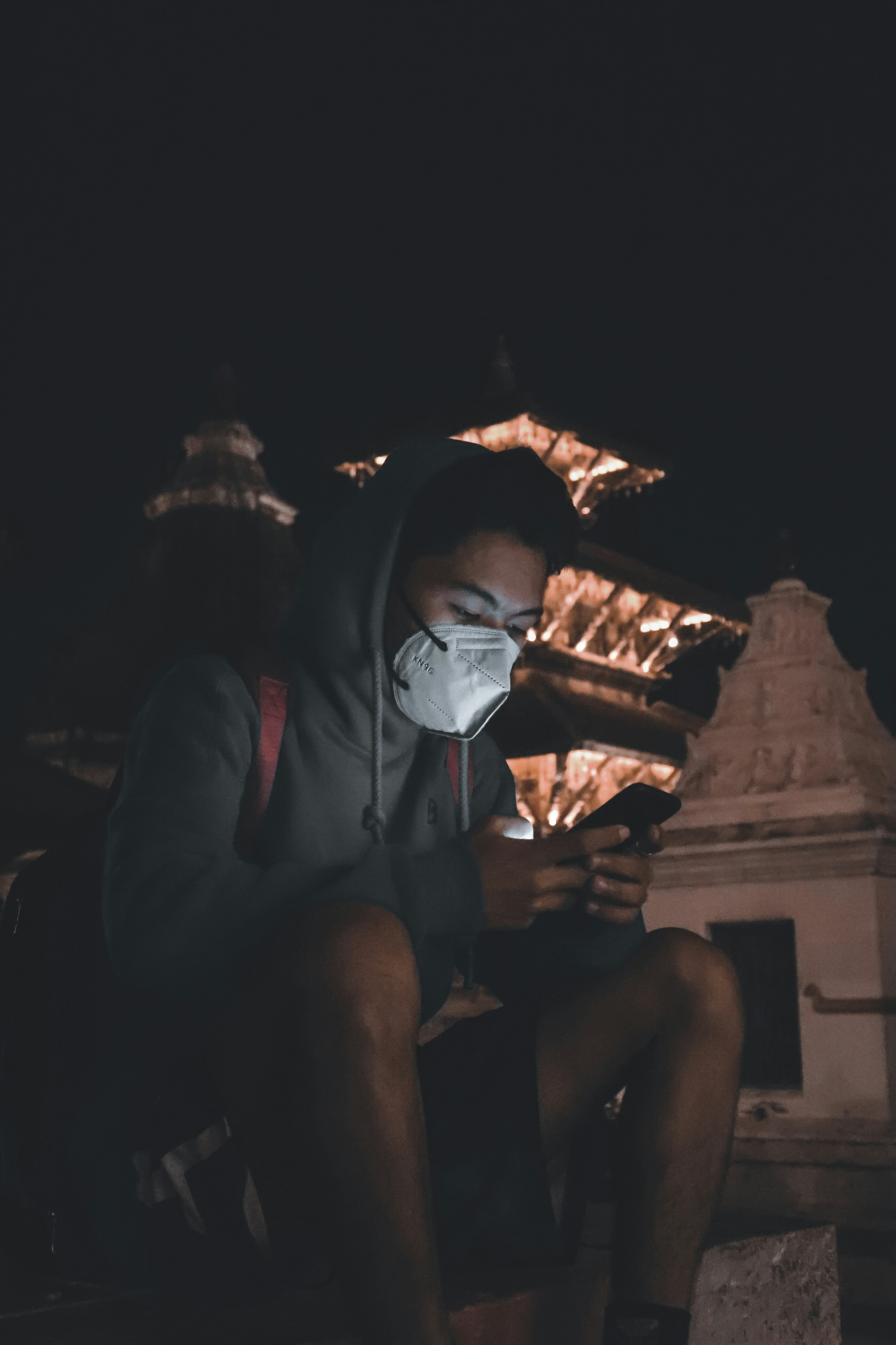 Midnight Messenger Beneath Lanterned Temple
