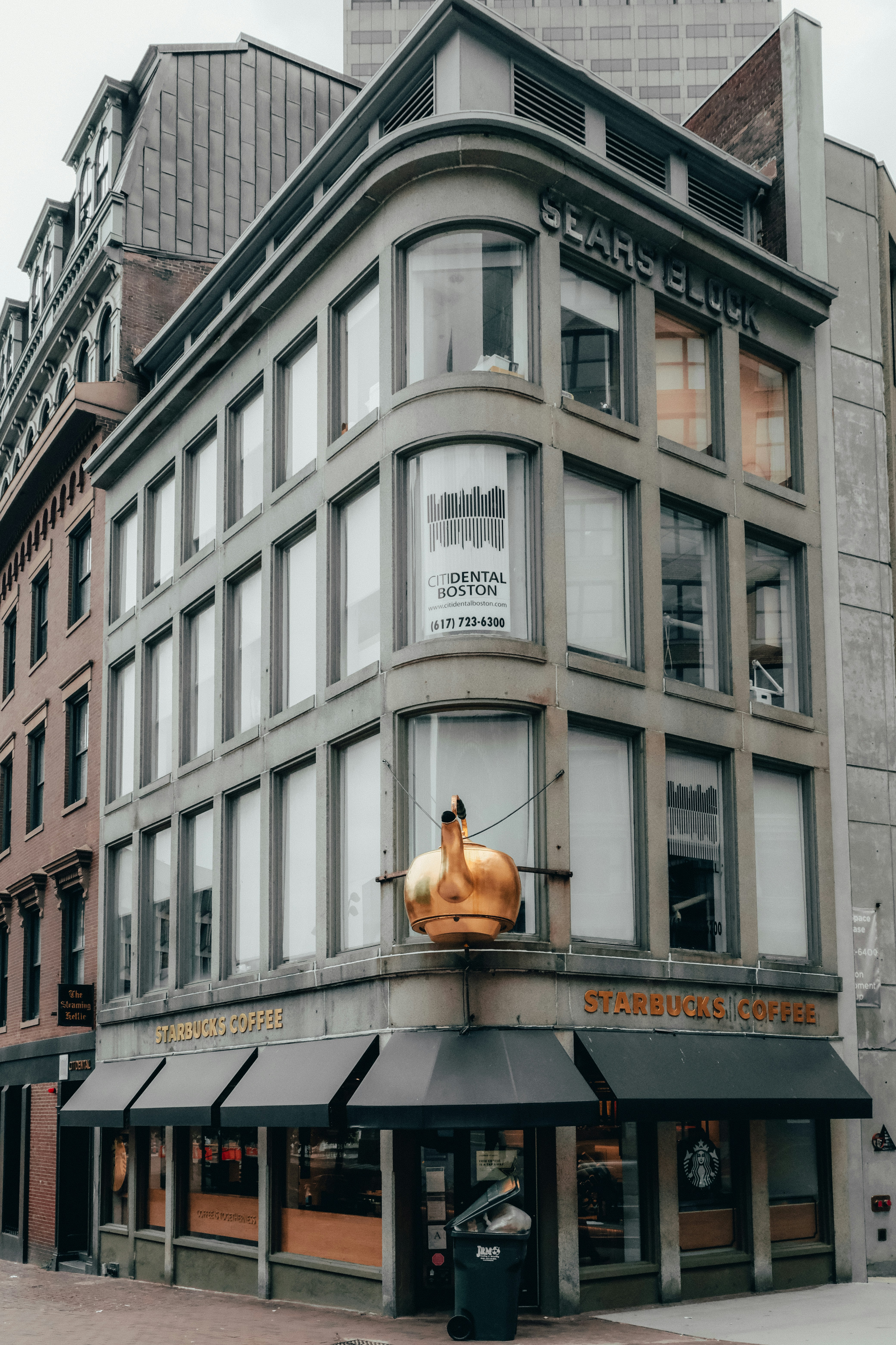 Gilded Crown Over a Boston Corner Starbucks