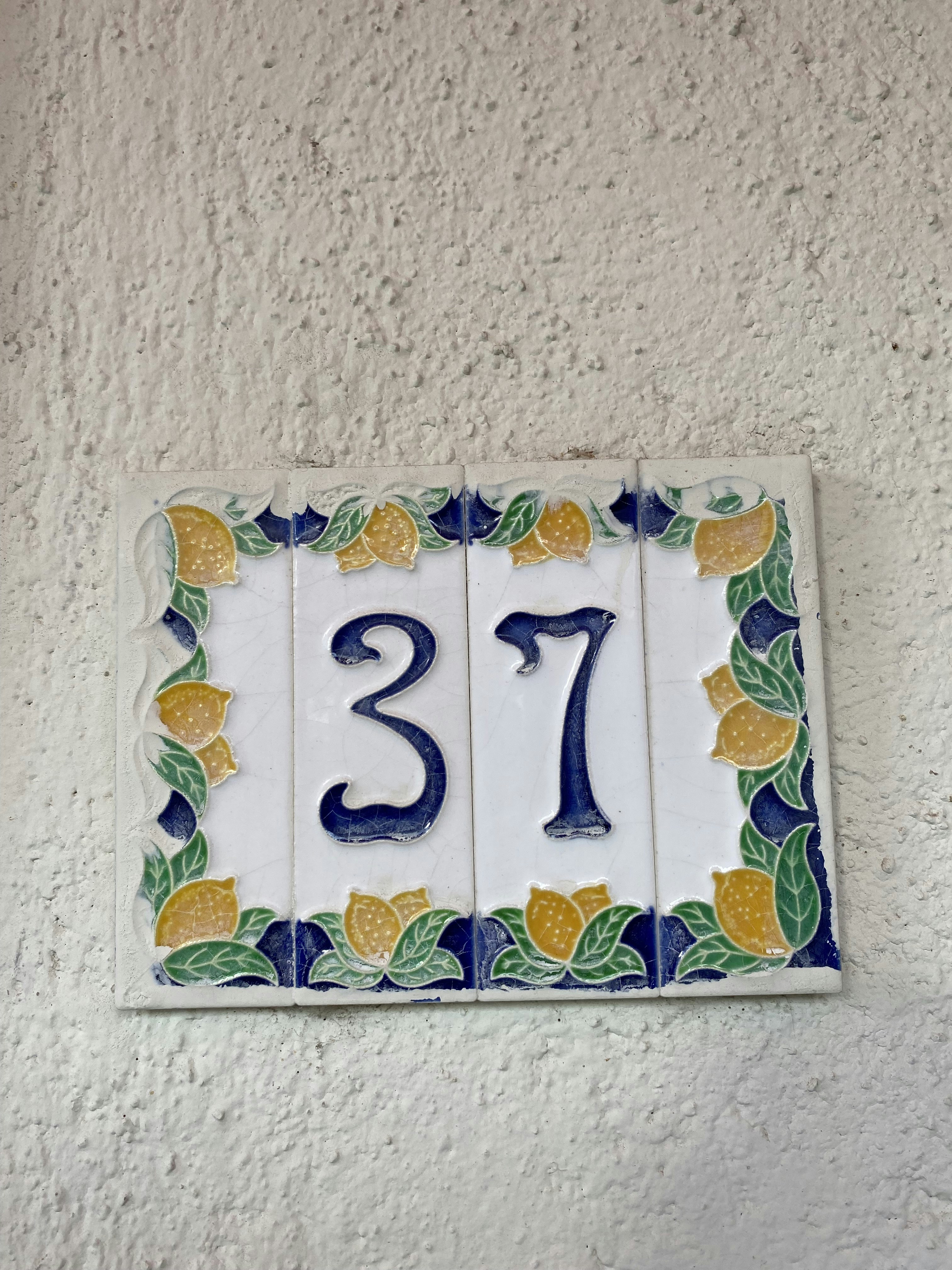 Lemon-framed Tile Plaque: House Number 37