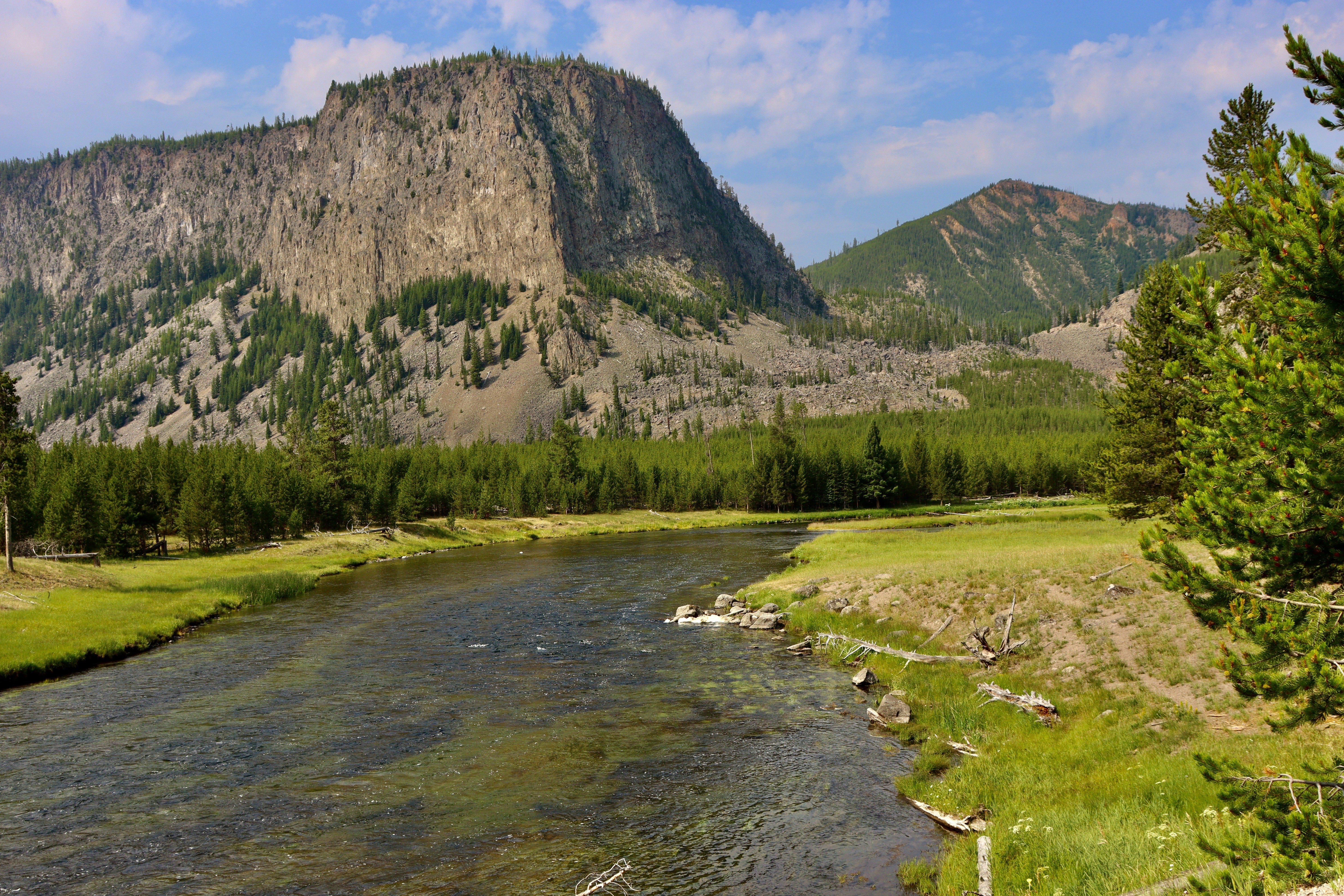 River Gorge at the Foot of the Tall Granite Ridge