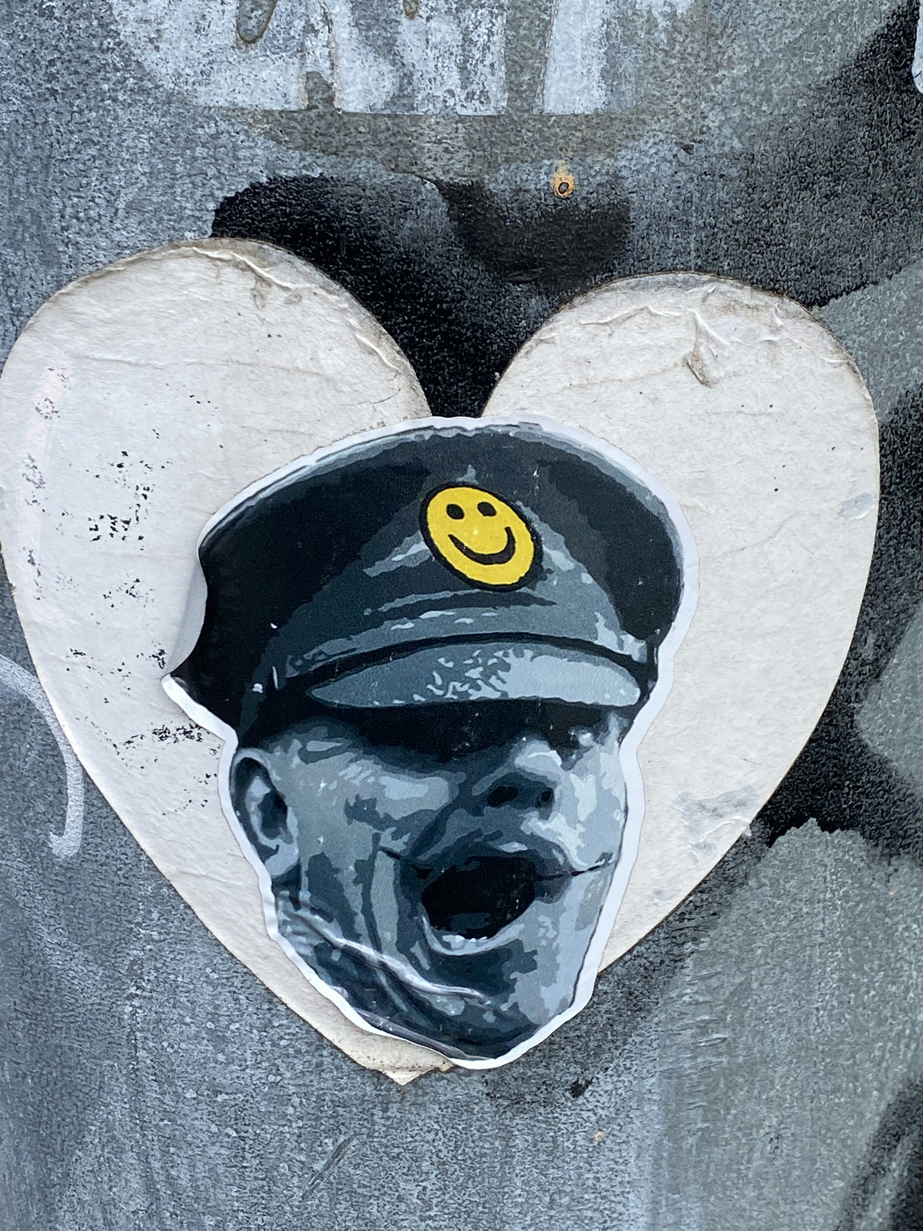 Heart-Sticker Echo: A Screaming Portrait in Graffiti Texture