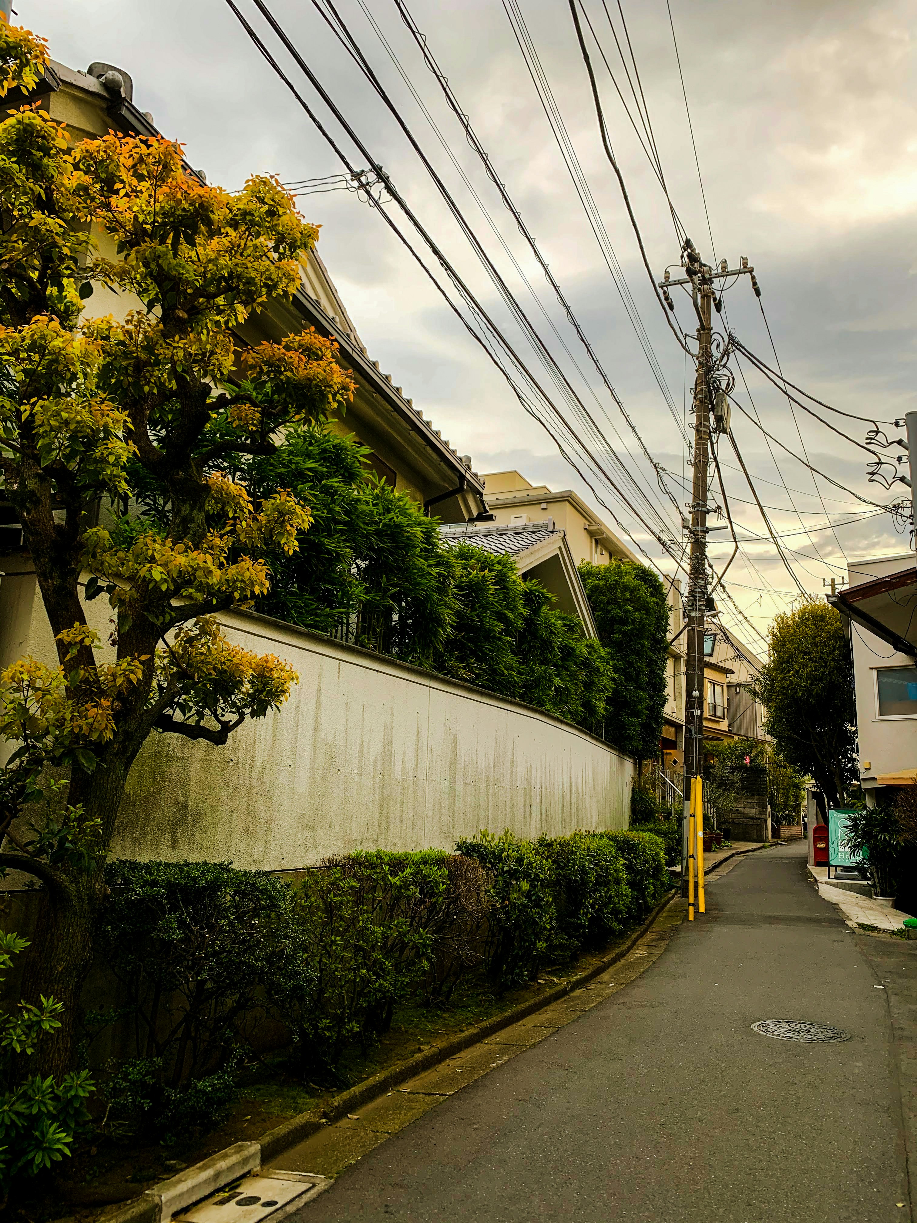 Quiet local backstreet near Shibuya, Tokyo in the early autumn season
