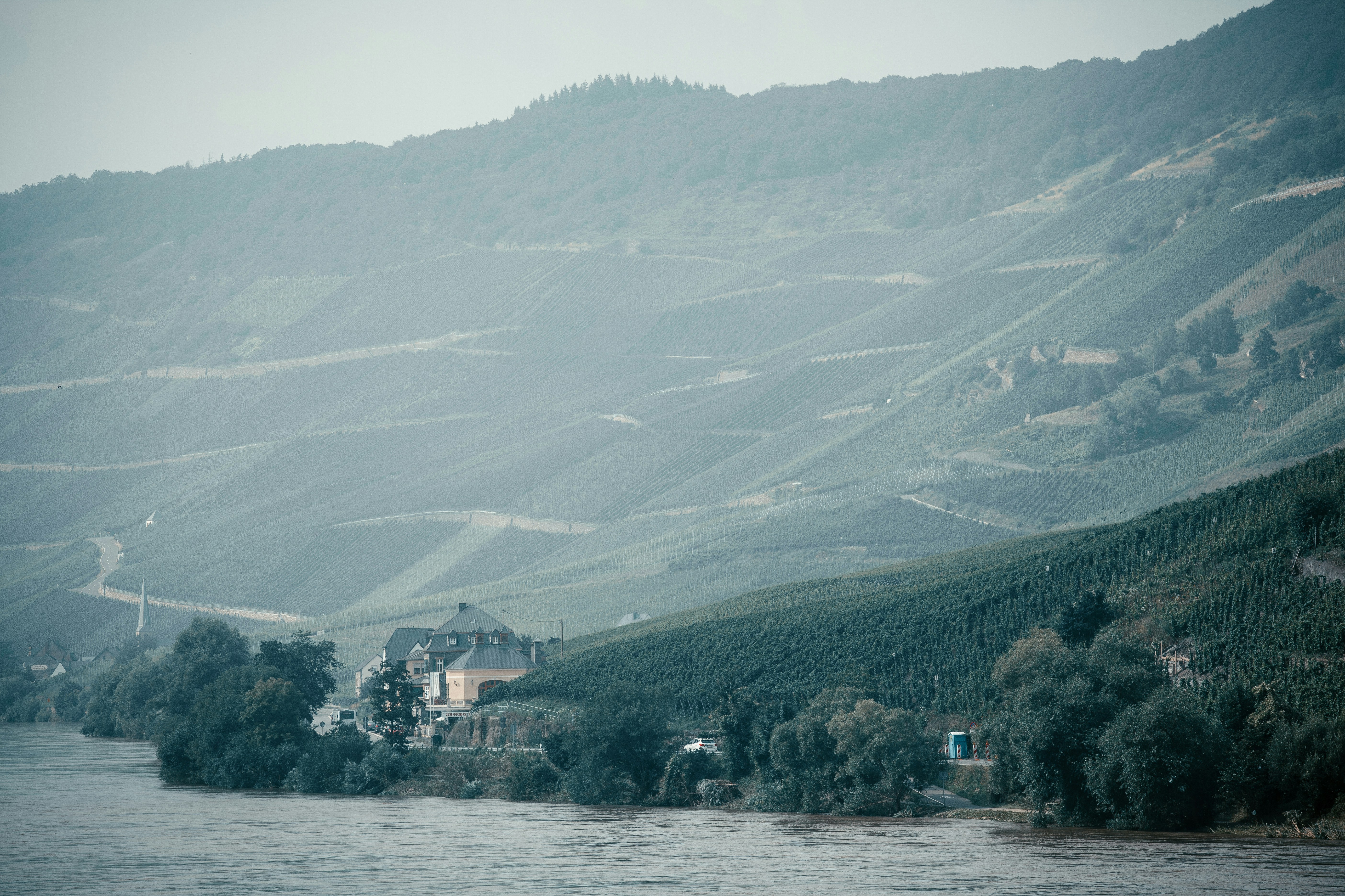 Terraced Hillside by the Riverside Village