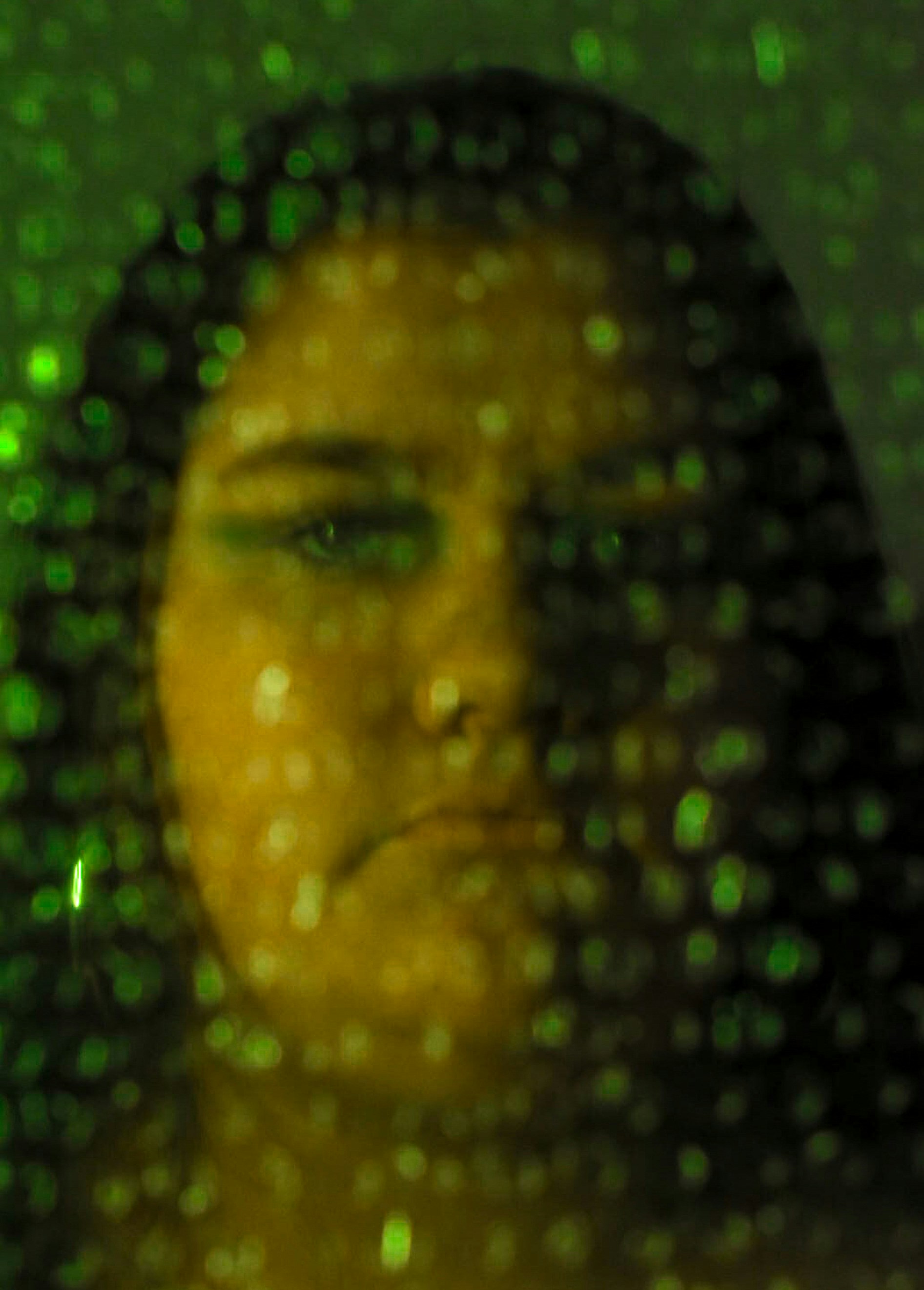 Emerald Veil: A Quiet Gaze Behind a Dotted Glass