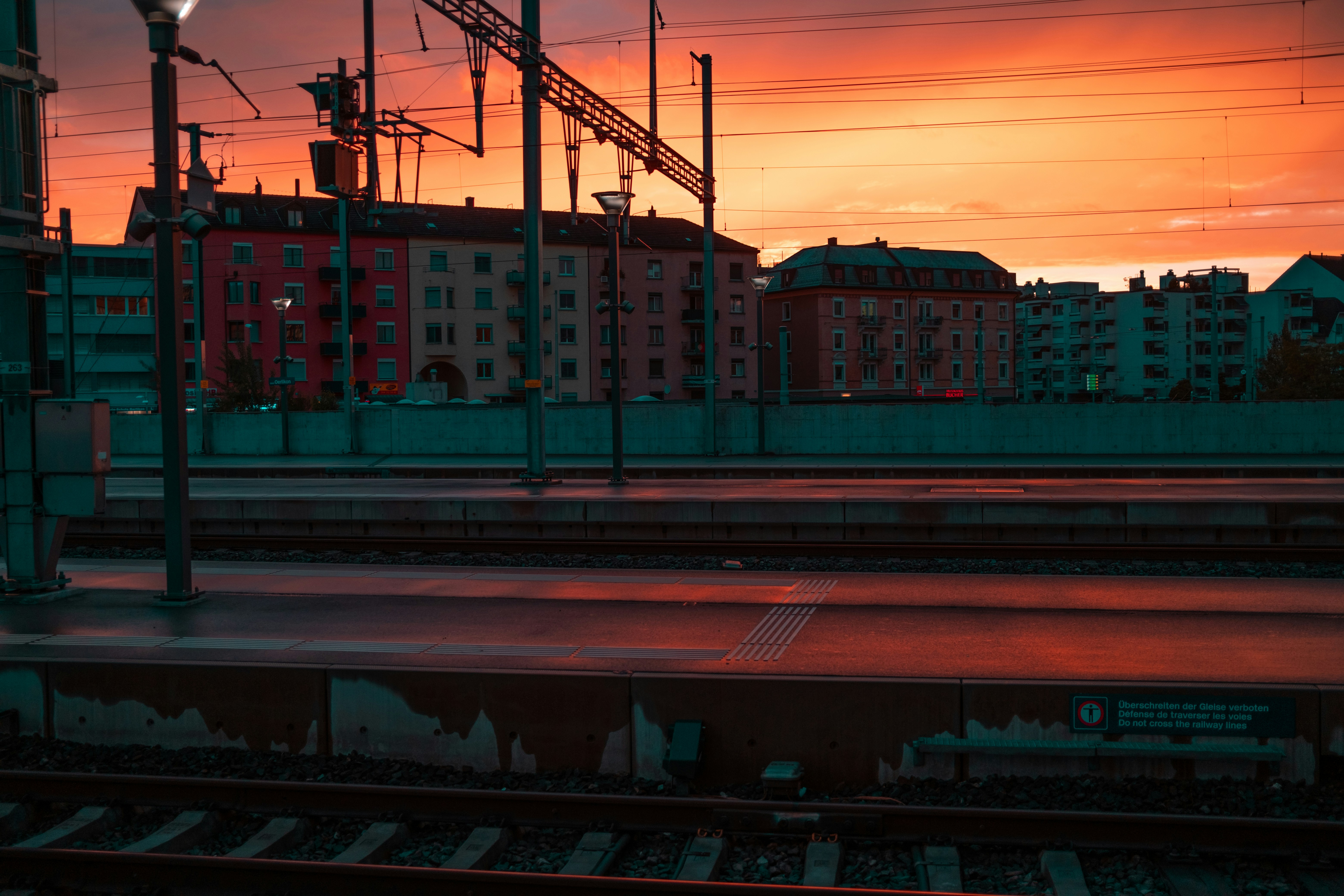 Crimson Dusk Over the Platform