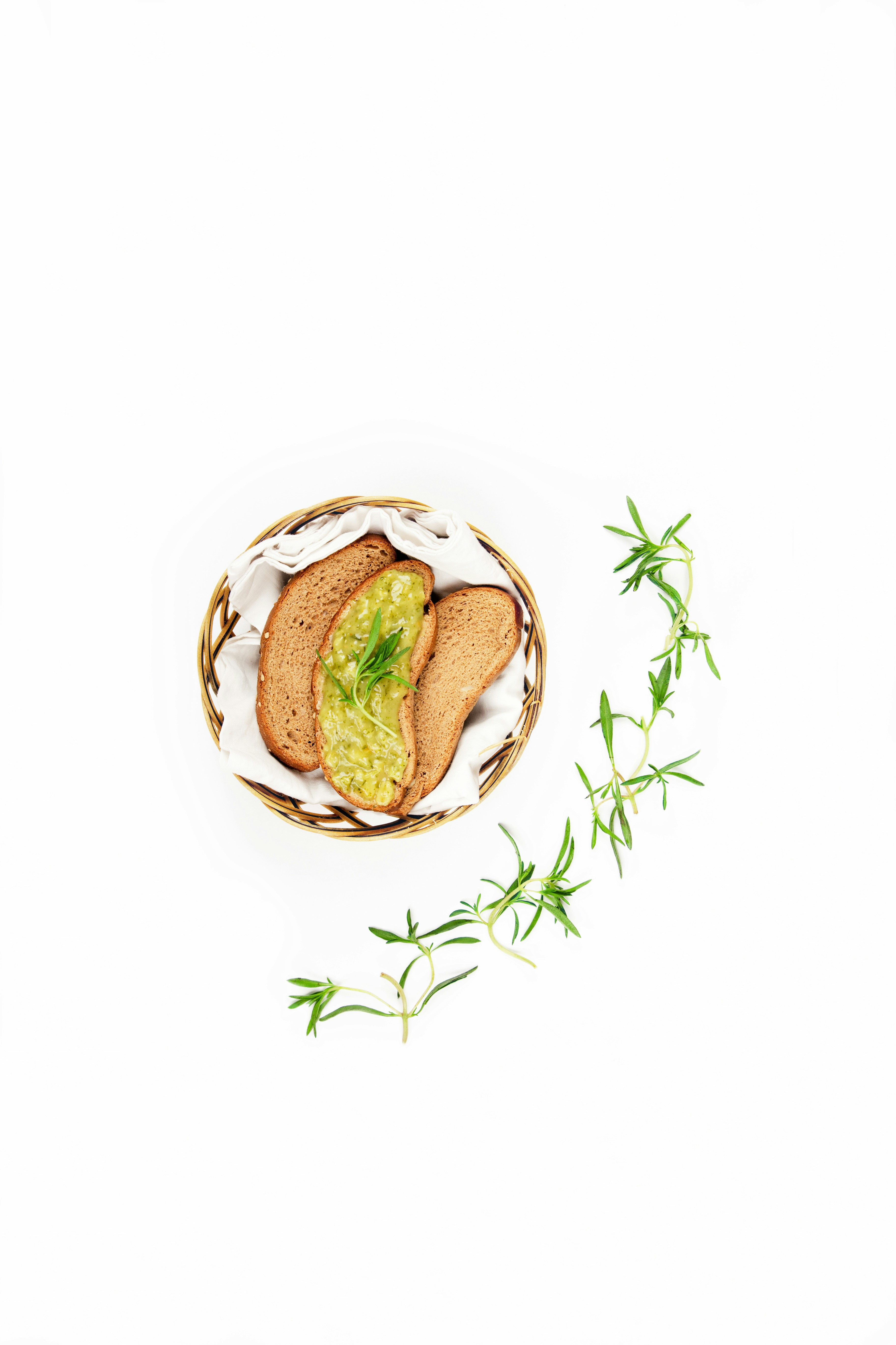 brown and white ceramic bowl with brown bread