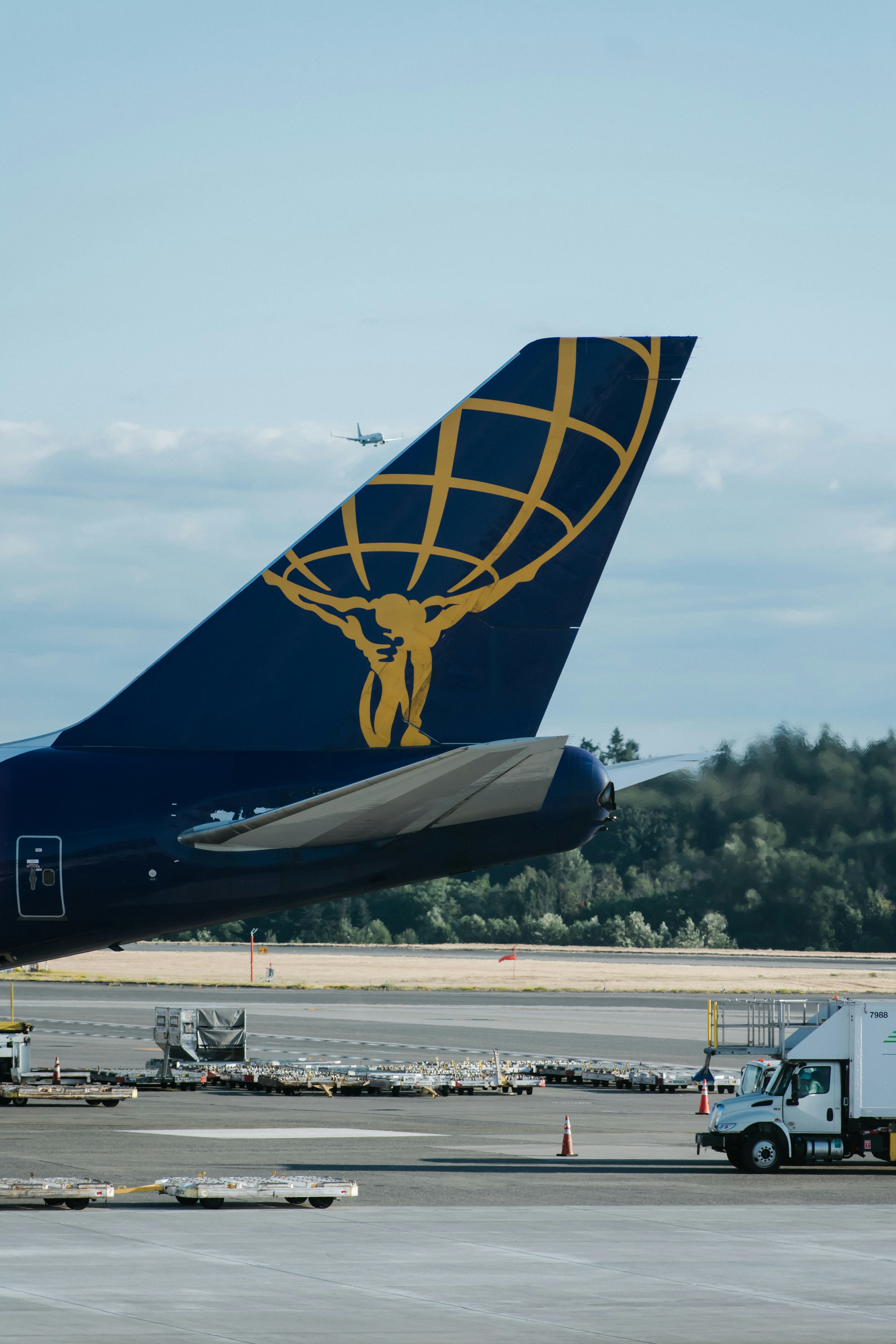 Blue and yellow airplane on airport during daytime photo – Free Vehicle ...