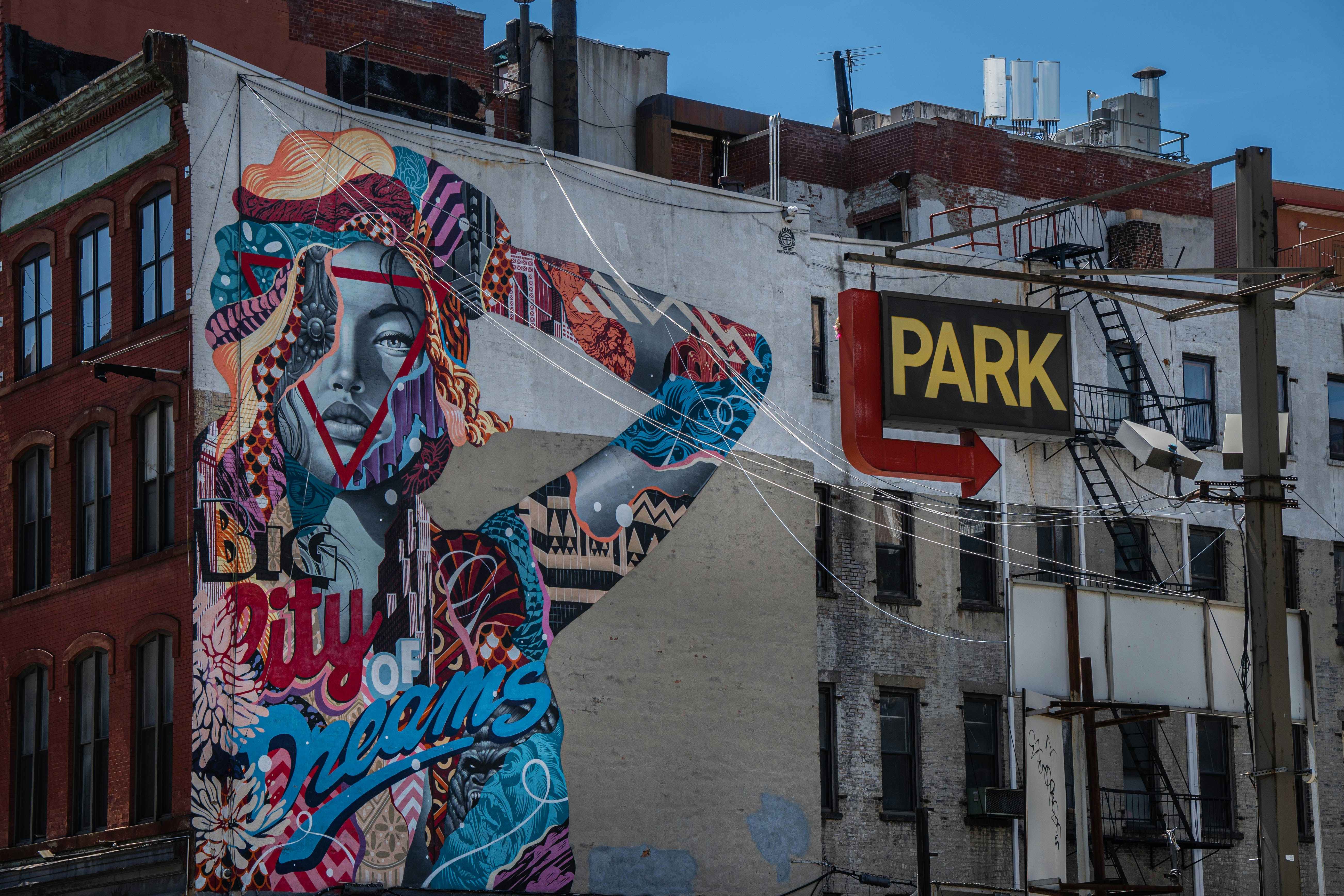 Woman in blue and red dress graffiti photo – Free Graffiti Image on ...