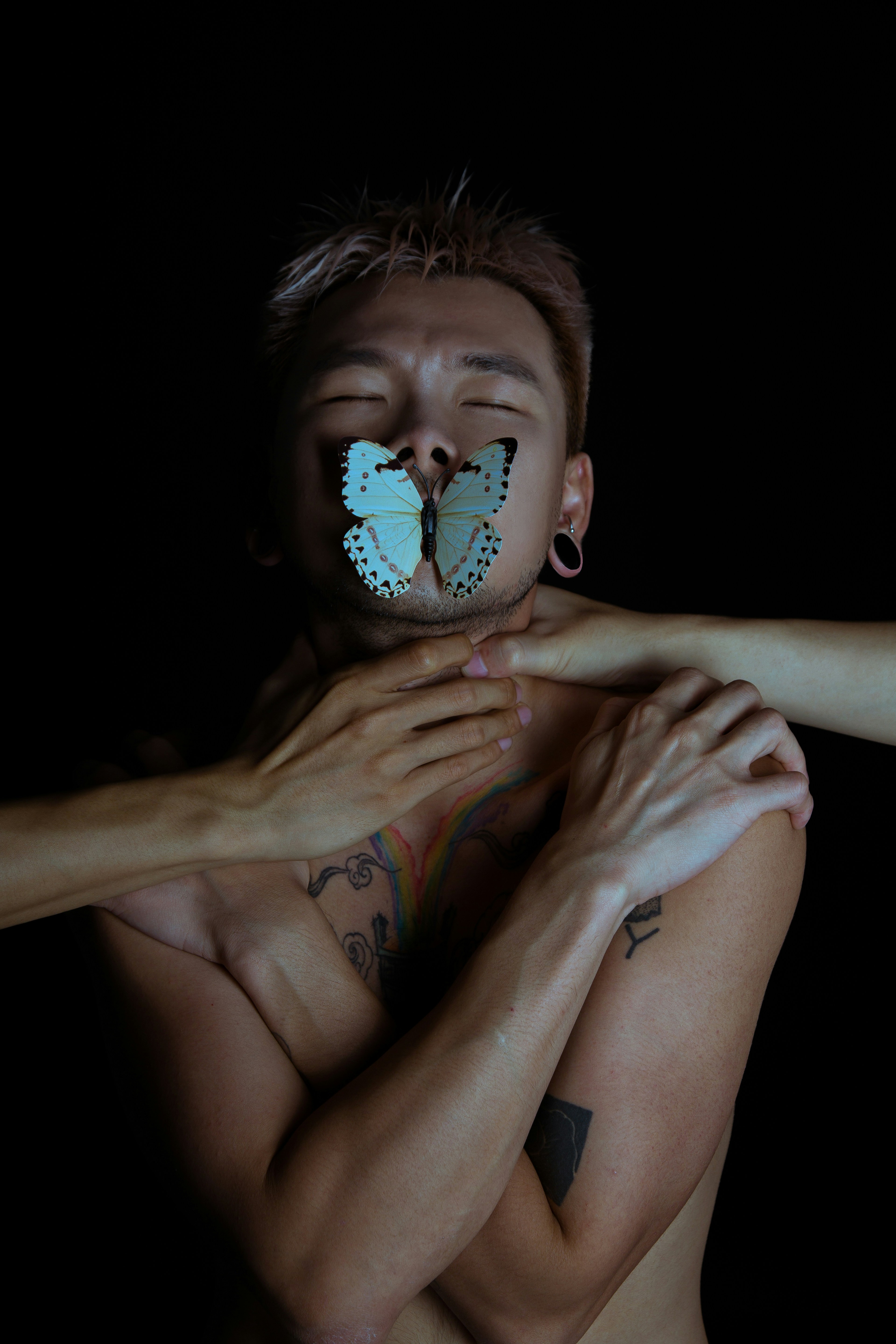Butterfly Silence: A Contemplative Portrait with a Light Touch