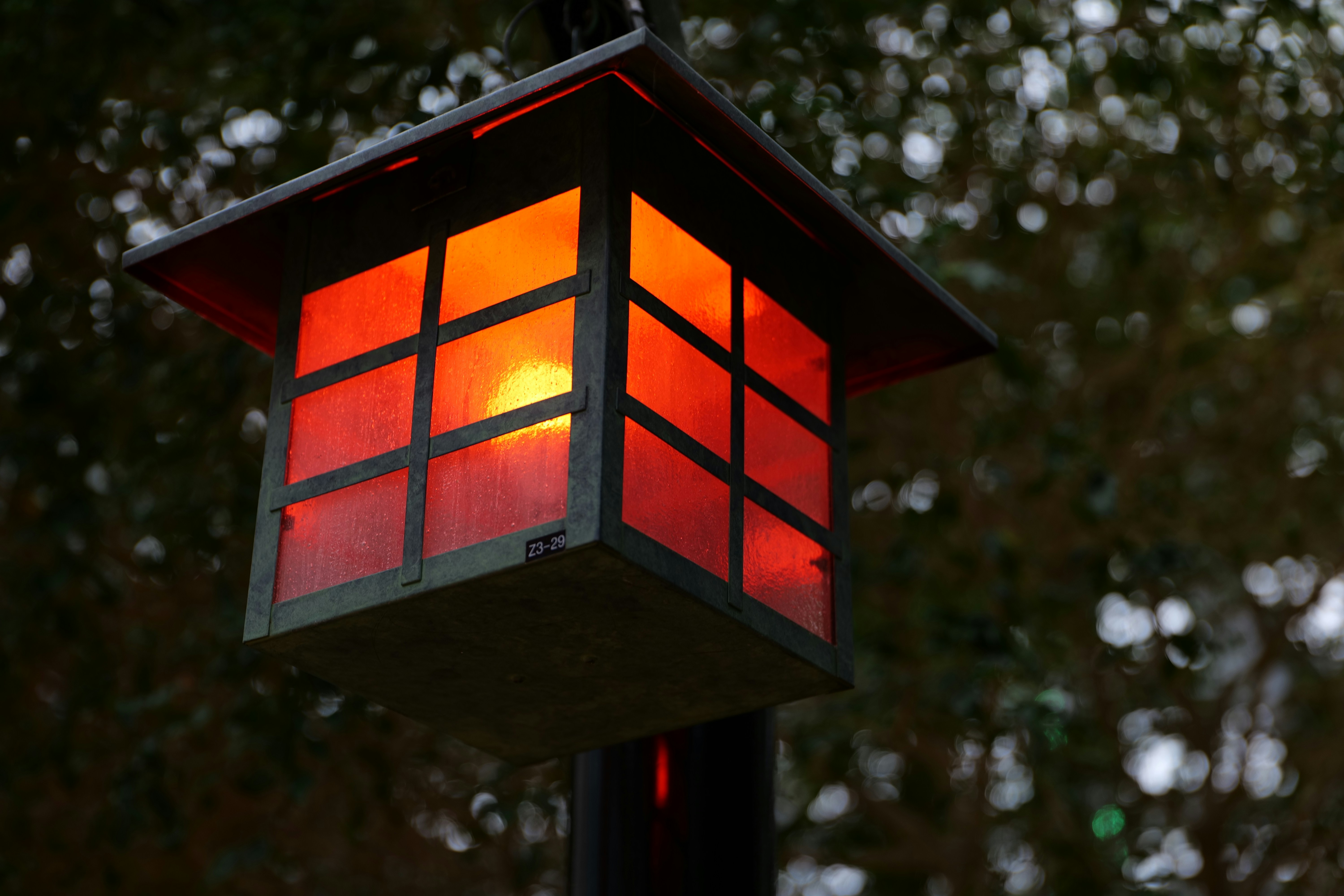 red and black lamp turned on during nighttime